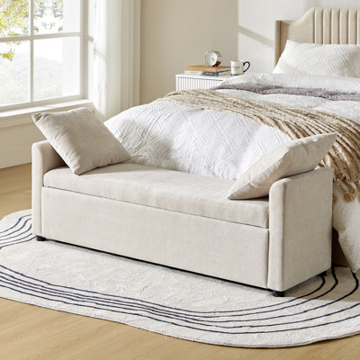 Wade Logan® Anavaeh Minimalist 59'' Wide Upholstered Flip Top Storage ...