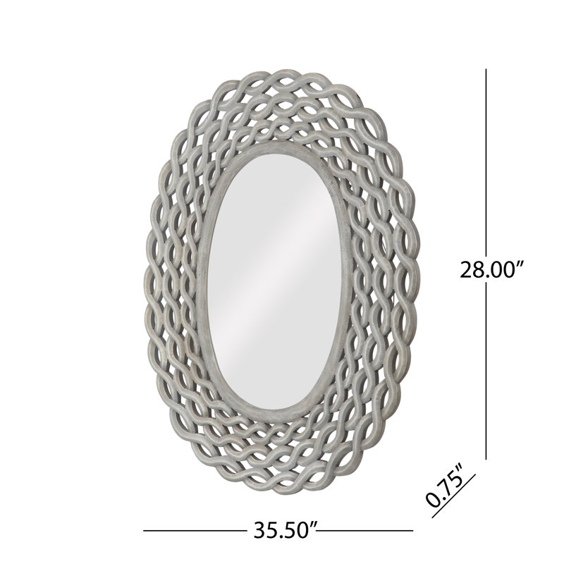 Wrought Studio Leonard Round Wood Wall Mirror | Wayfair