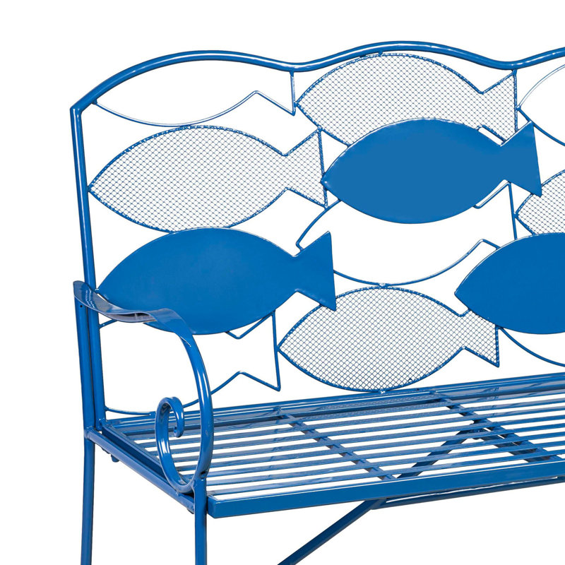 Rosecliff Heights Lissette Metal Blue School of Fish Outdoor Bench ...