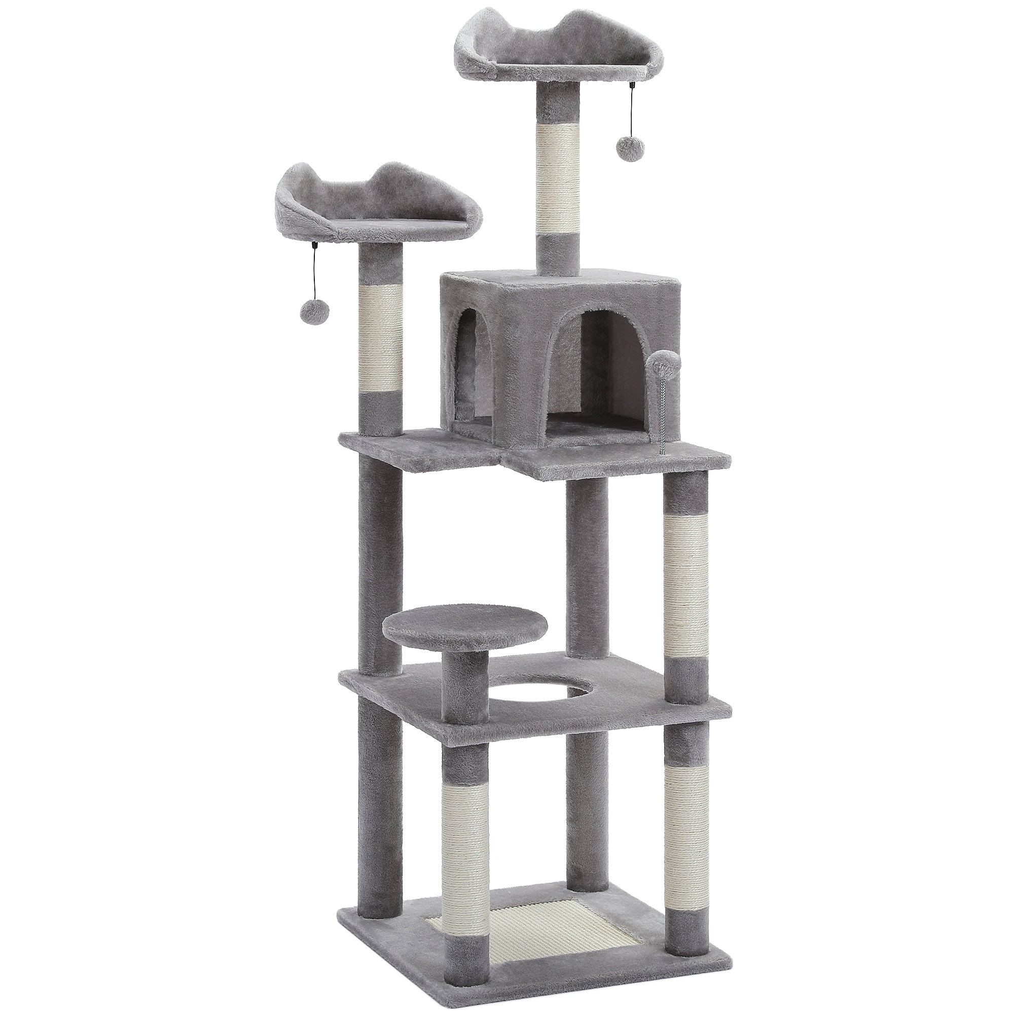 George Oliver 63" Indoor Large Cat Tree Cat Tower With Scratching Pad ...