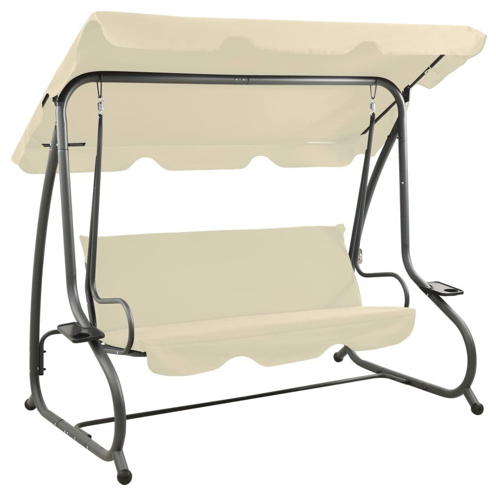 Arlmont & Co. DB Outdoor Swing Bench with Canopy Sand White by TDC ...