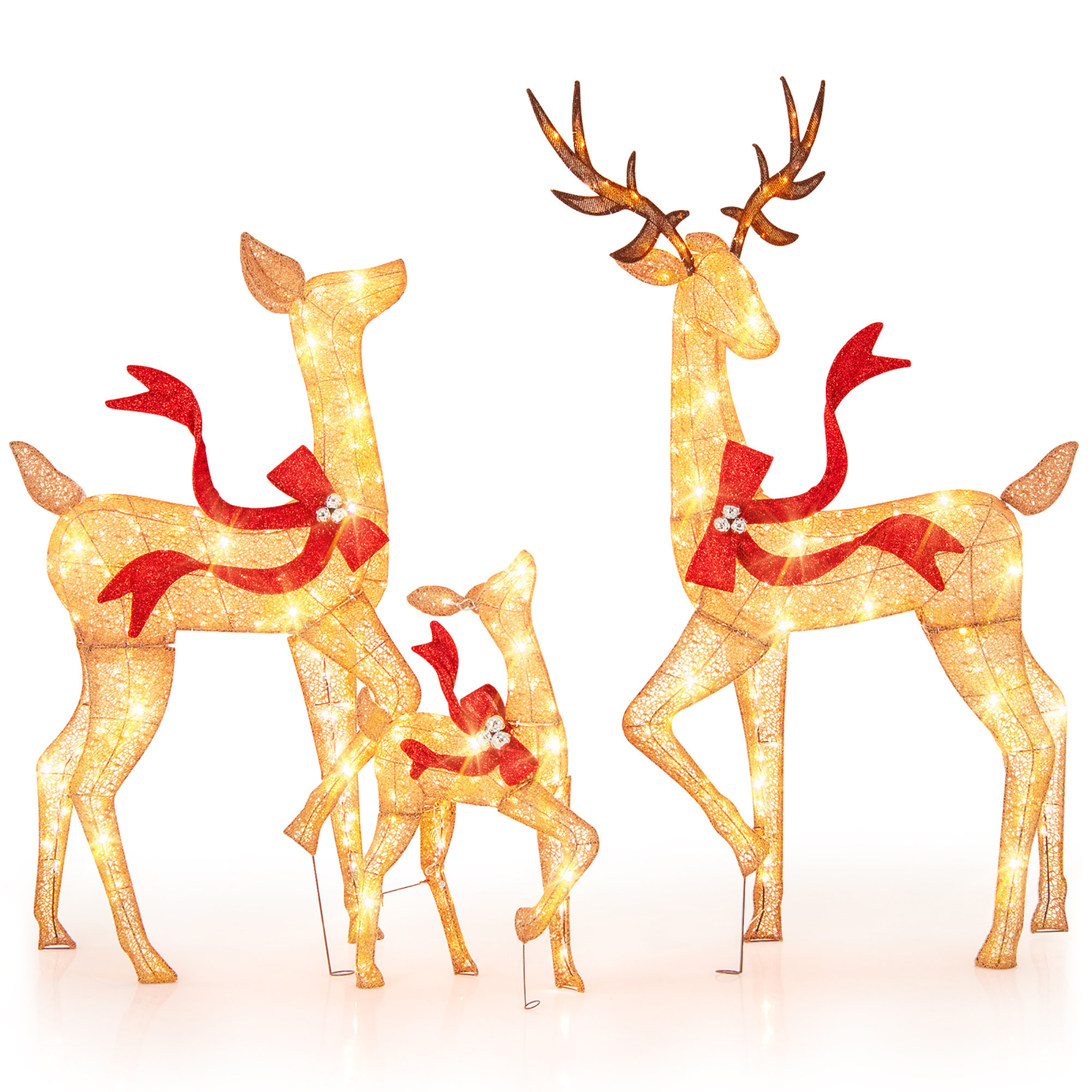 The Holiday Aisle® 3 PCS Large Lighted Christmas Reindeer Family w/440 ...