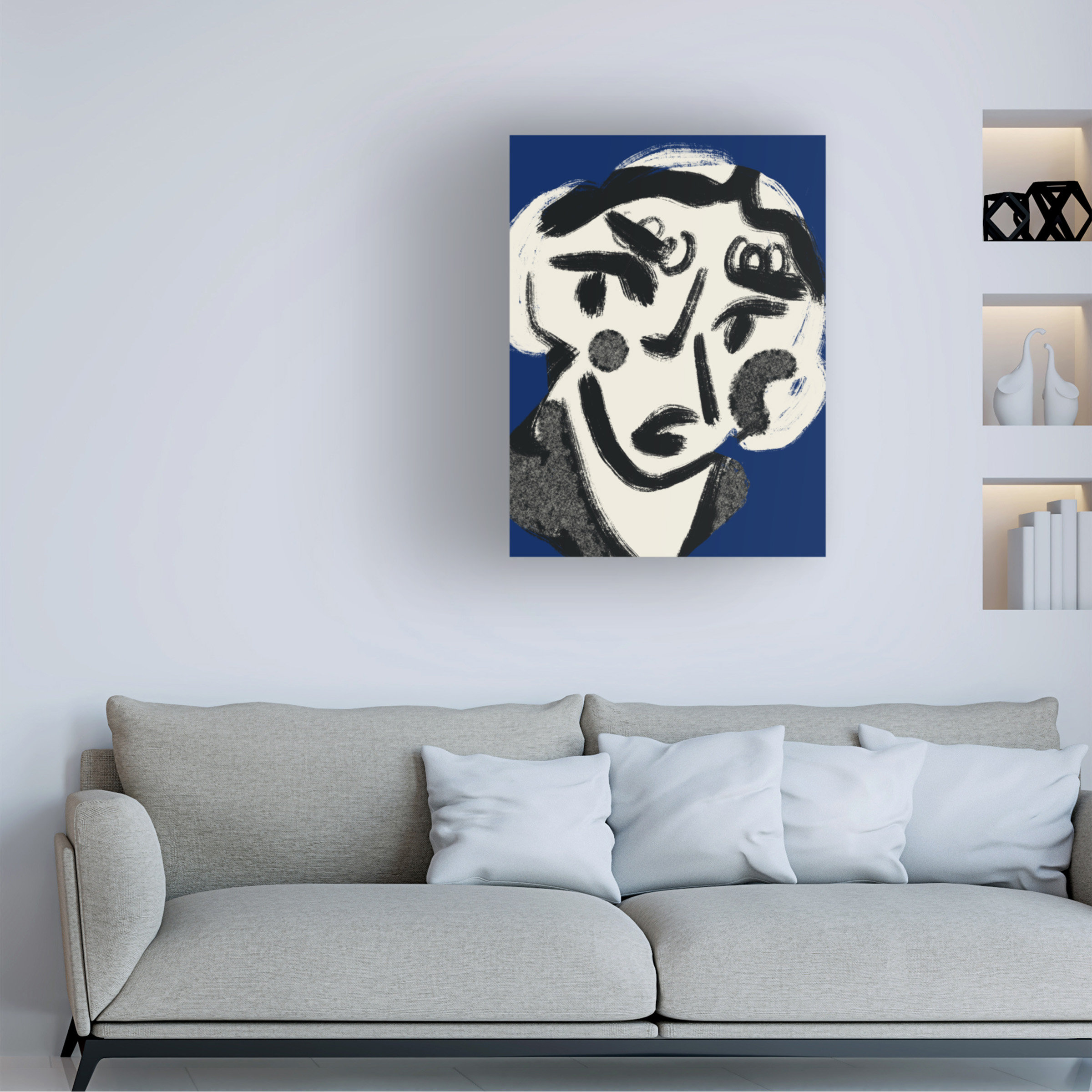 Ebern Designs Bolog Little Dean Madame In Blue Canvas Art | Wayfair