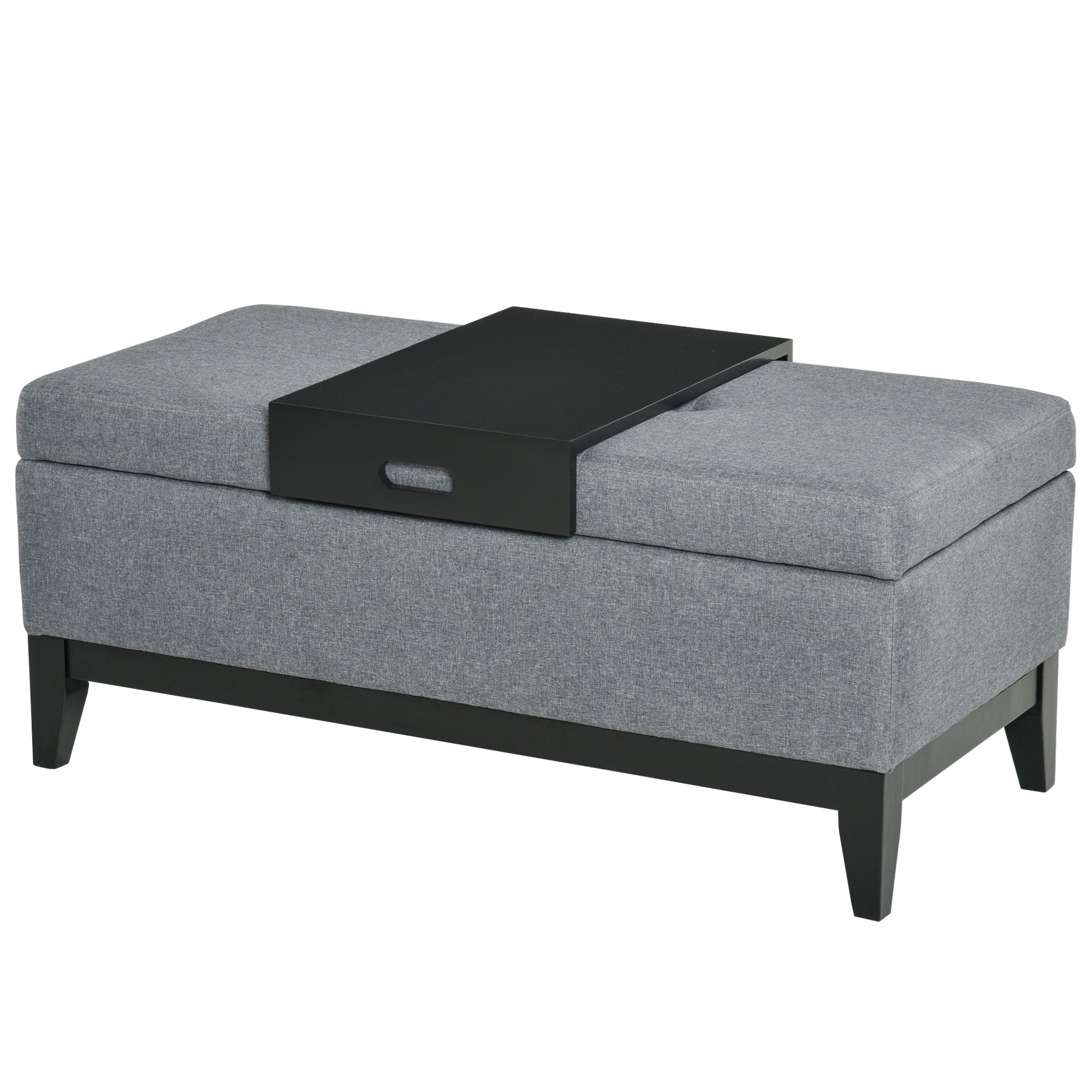 Ebern Designs 42" Rectangular Storage Ottoman Bench, Linen Fabric ...