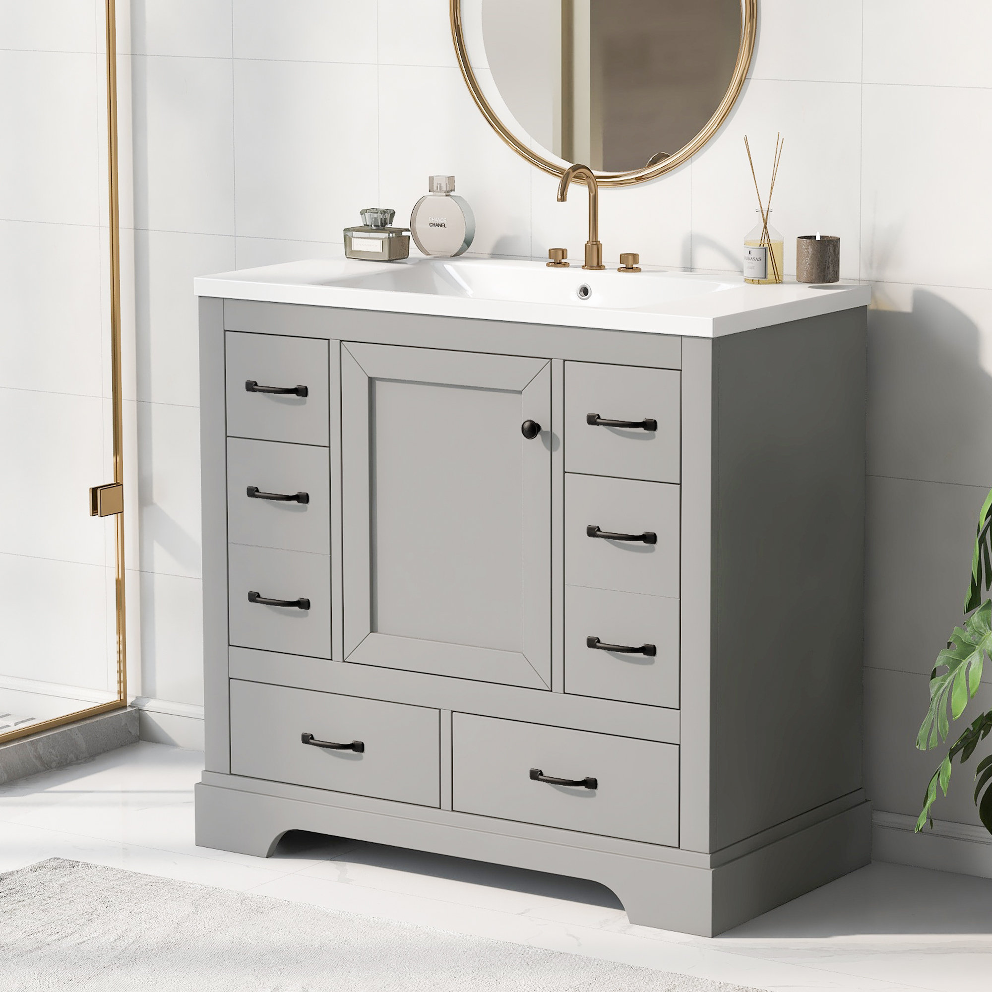 Winston Porter Twyla 36 Single Bathroom Vanity With Ceramic Top