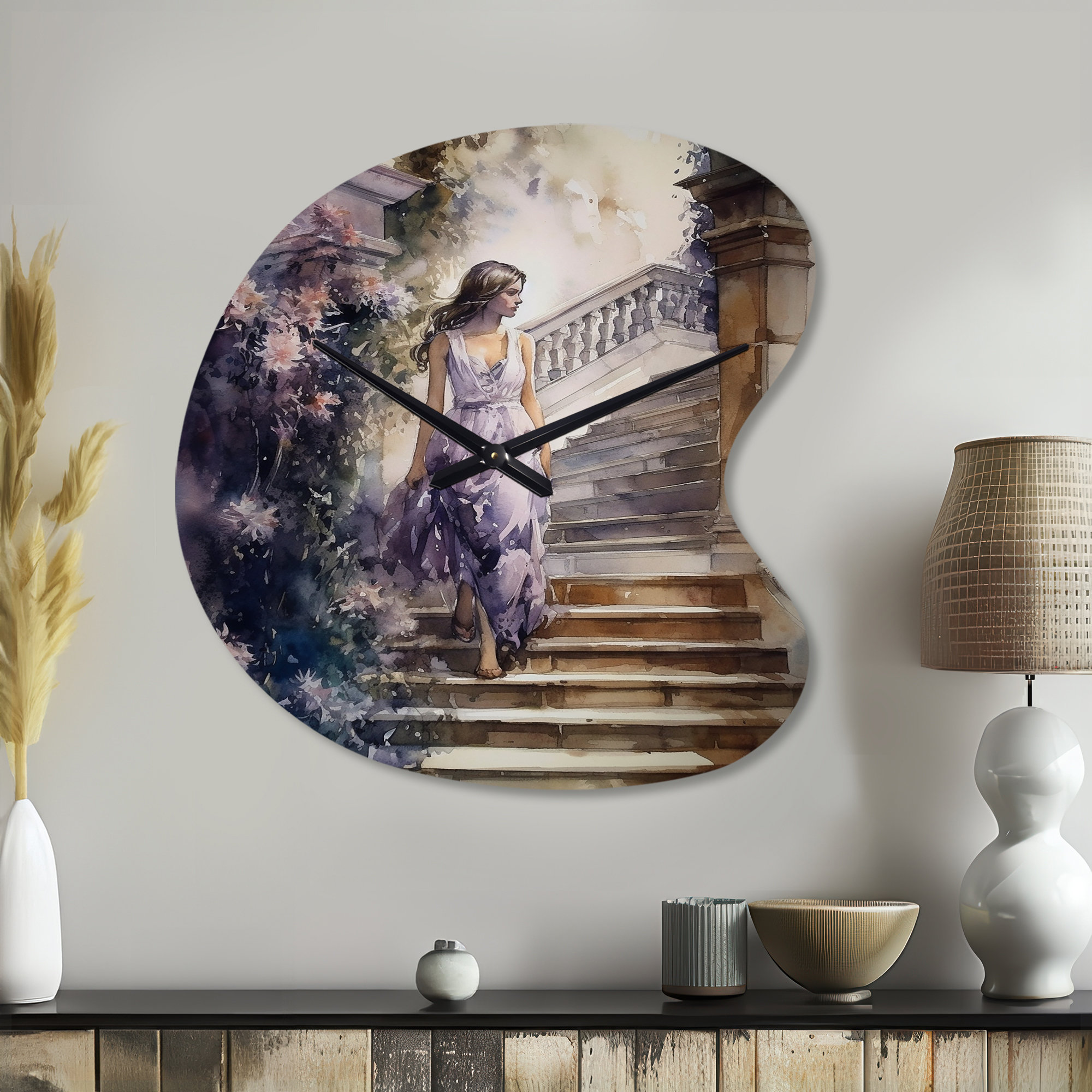 Design Art Stunning Girl By The Stairs IV - Romantic Unique Shape Metal ...