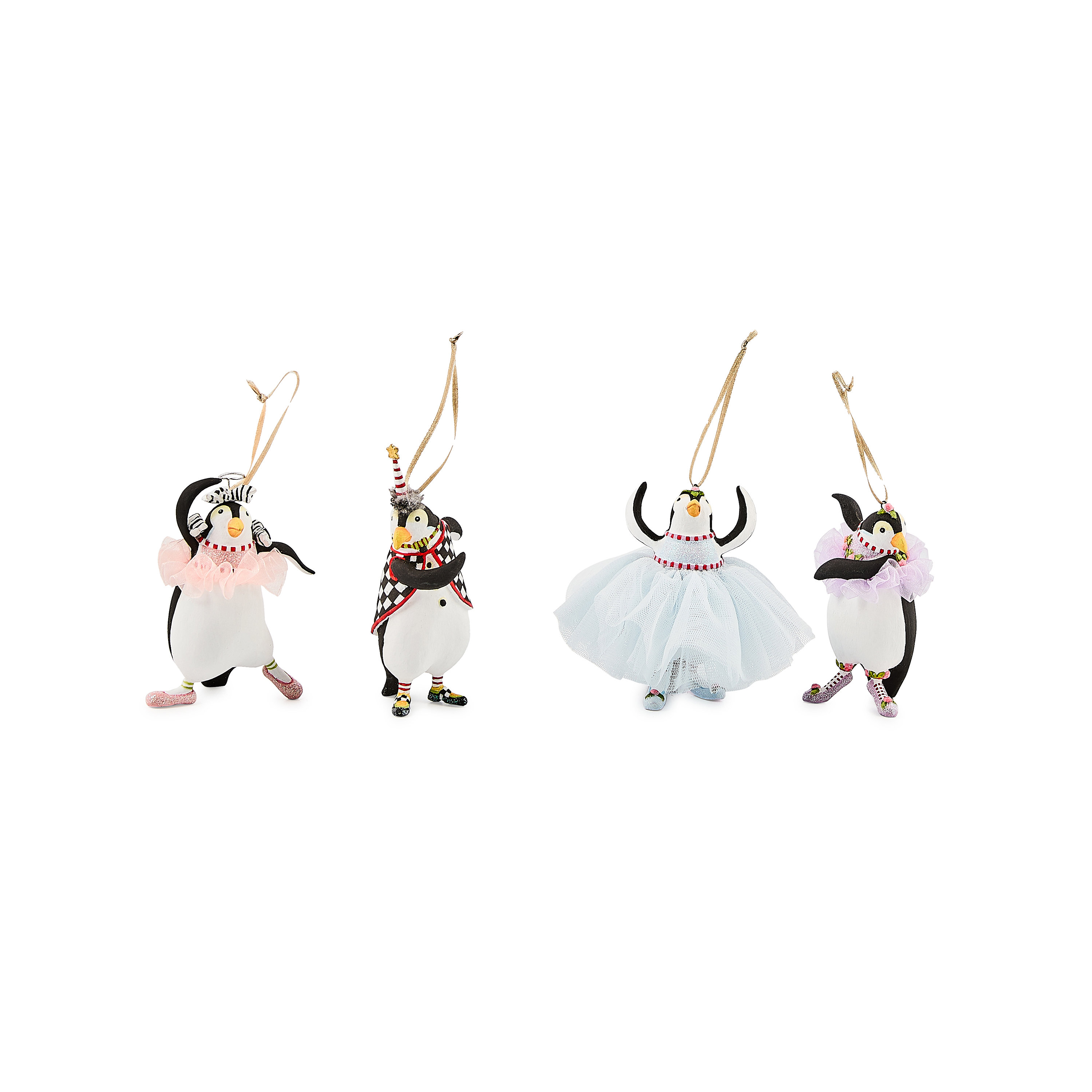 MacKenzie-Childs Patience Brewster Penguins En Pointe Mini Ornaments ...