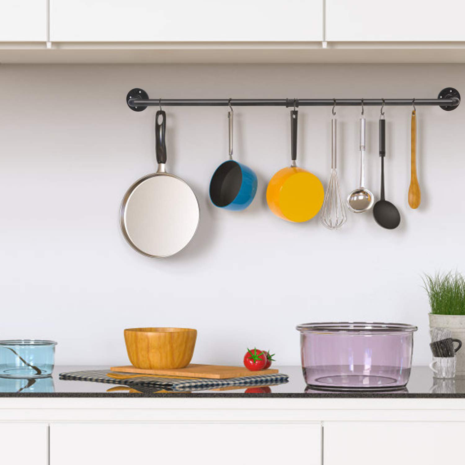 Trent Austin Design® 34.3 Inch Industrial Pipe Pot Bar Rack With 15 S ...