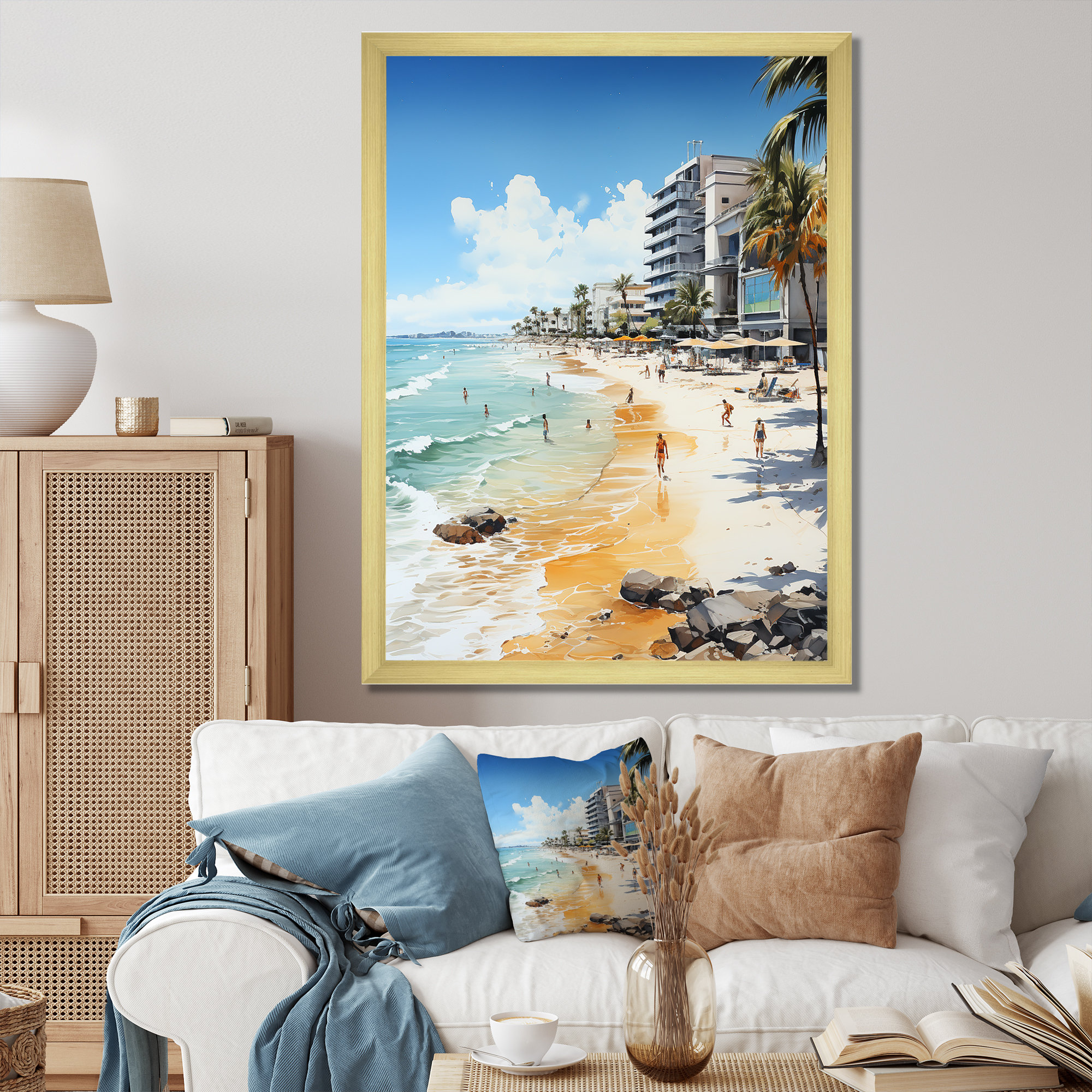 Dovecove Honolulu " Beige Turquoise Miami Beach " | Wayfair