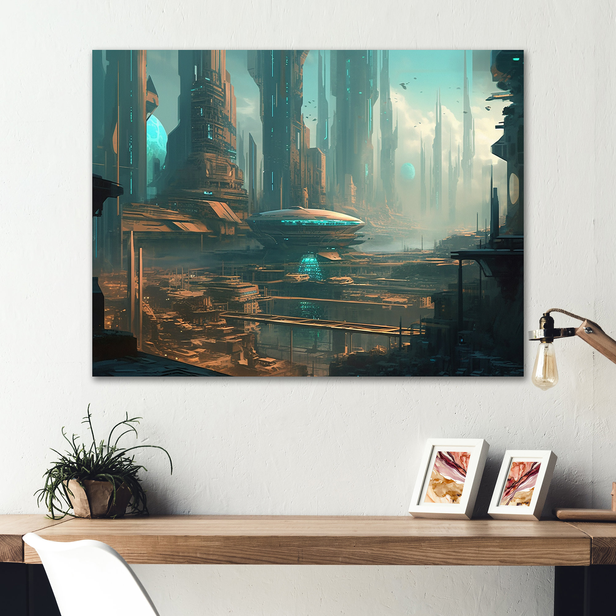 Red Barrel Studio® Futuristic City II On Metal Print | Wayfair