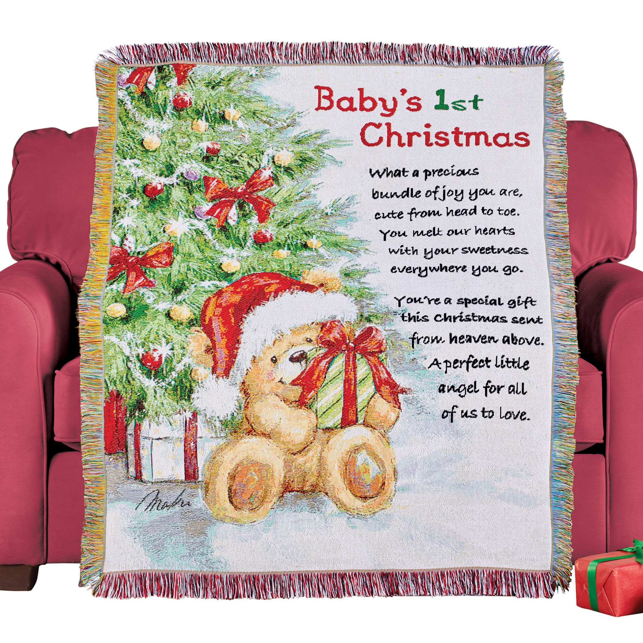 Winston Brands Baby's 1st Christmas Teddy Bear Throw - Wayfair Canada