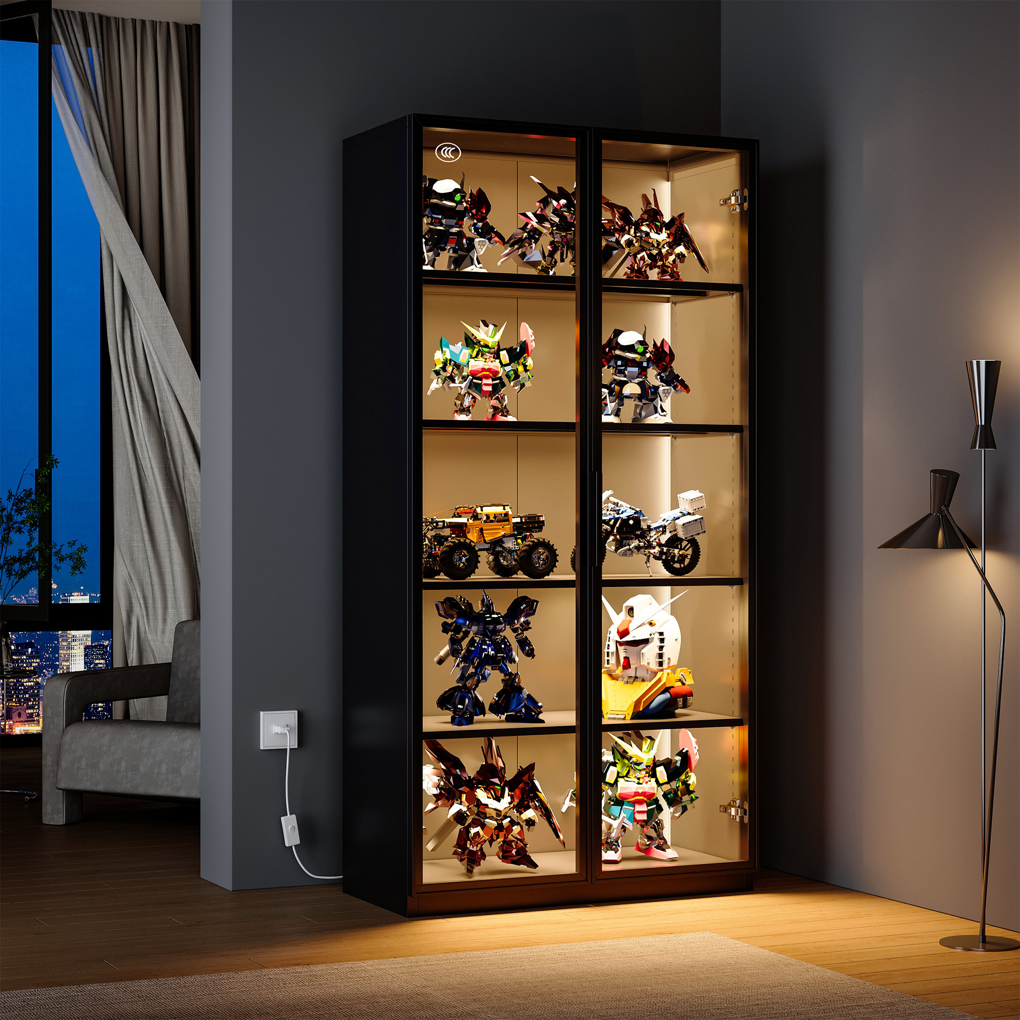 Wrought Studio Vitrine avec porte vitrée, vitrines de rangement de 63 ...