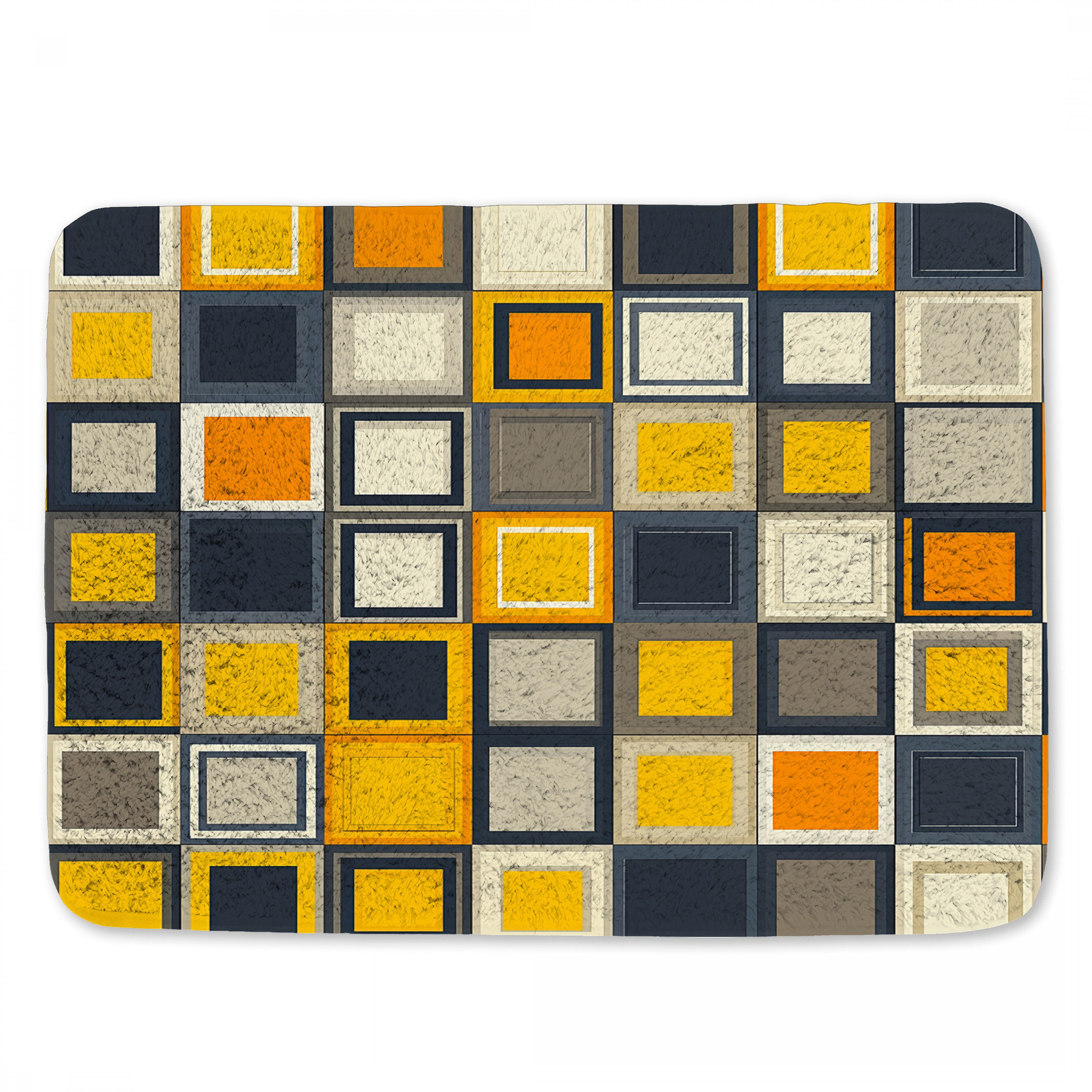 Ivy Bronx Squares Bath Mat Abstract Bathroom Decor Contemporary | Wayfair