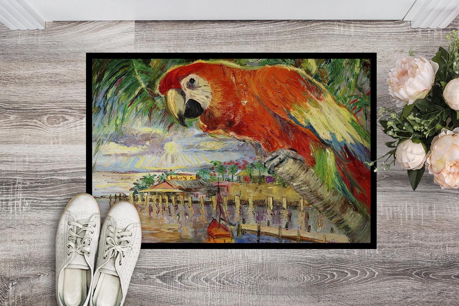 Bay Isle Home™ Enyeart Parrot at Lulu's Non-Slip Indoor Door Mat | Wayfair
