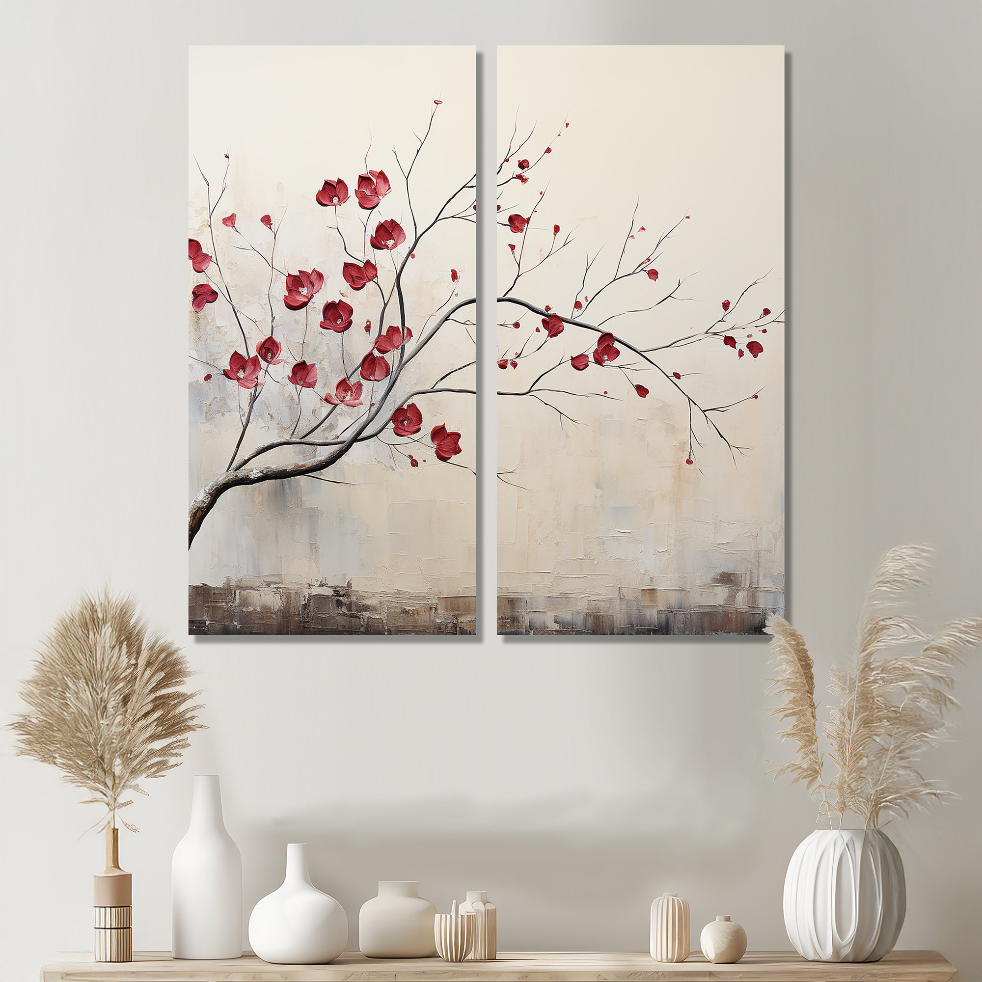 Lark Manor™ Minimalist Garnet Grace Leafy Dreamscape - Leaves Wall Art ...