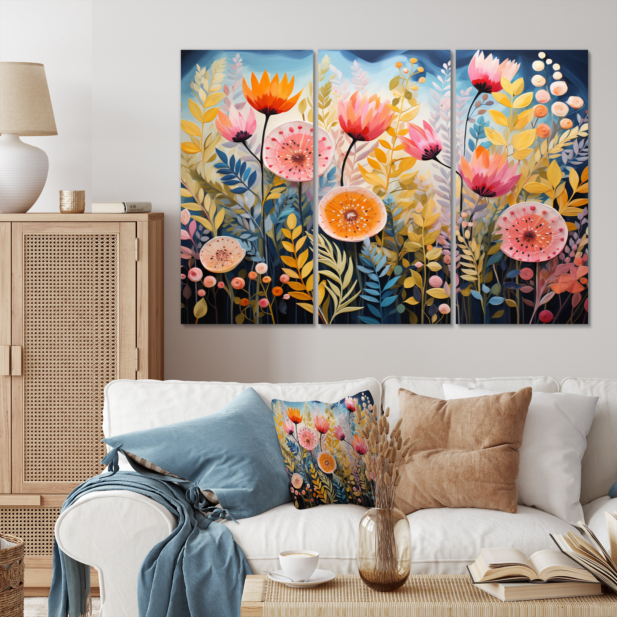 Winston Porter Multicoloured Ferns Collage IV - Floral Canvas Art Print ...