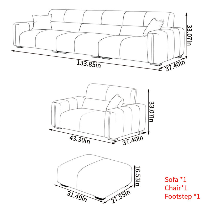 KANGLY Minimalist modern in-line sofa set | Wayfair