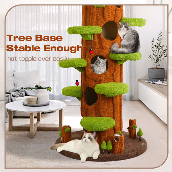Tucker Murphy Pet™ 91" Elizha Solid Wood Large Cat Tree Tower Condo ...