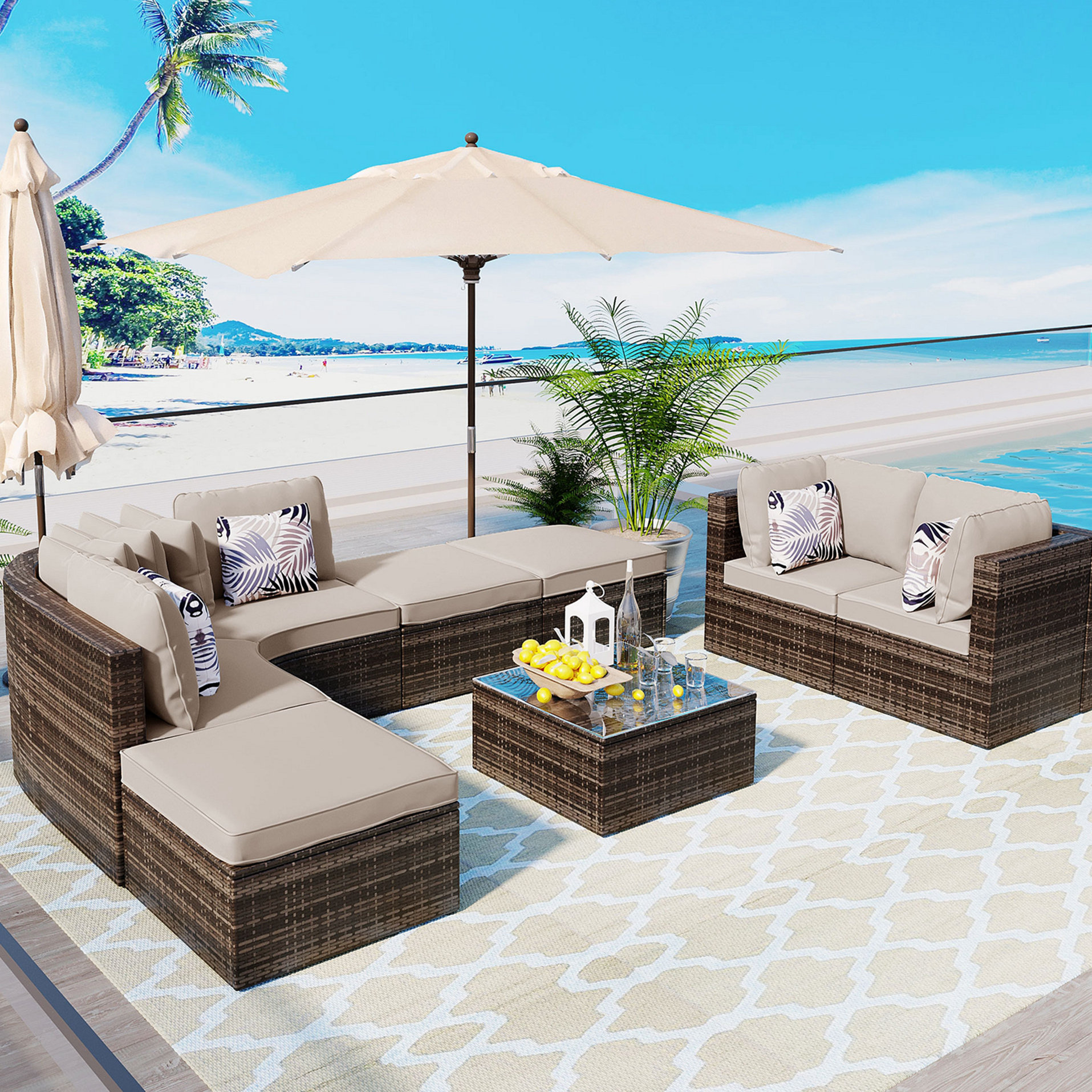 Latitude Run® Deontrey 7 - Person Outdoor Seating Group with Cushions ...