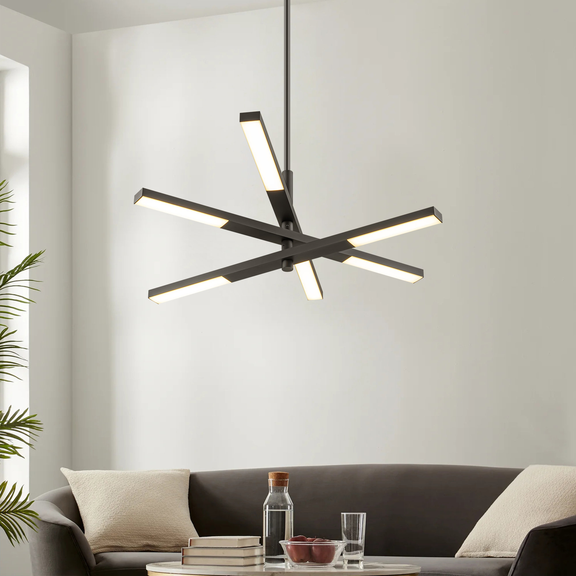 Ivy Bronx Jayshan 6 - Light LED Sputnik Modern Linear Chandelier ...