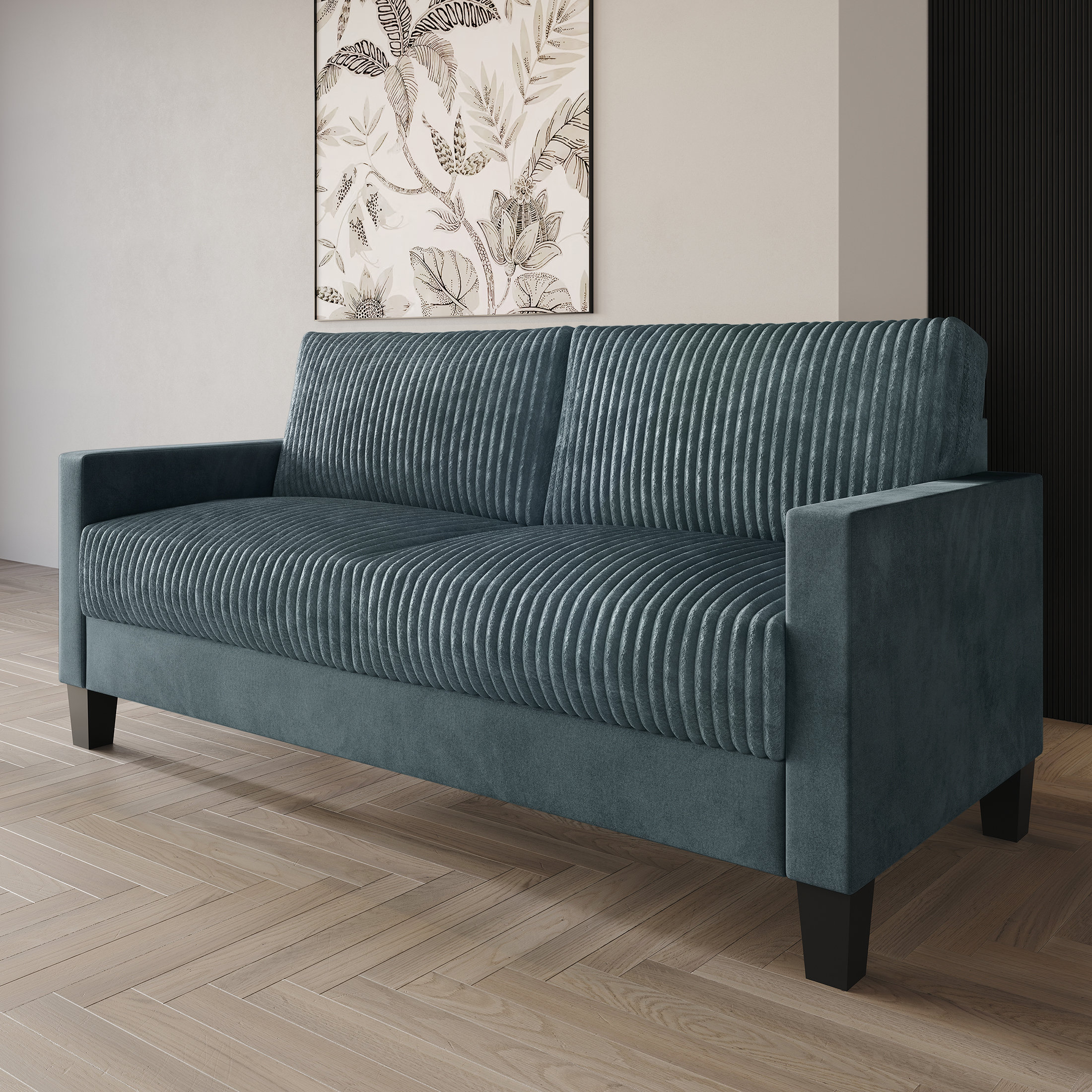 Mercer41 Shadybrook Corduroy 73.88'' Velvet Square Arms Sofa & Reviews ...