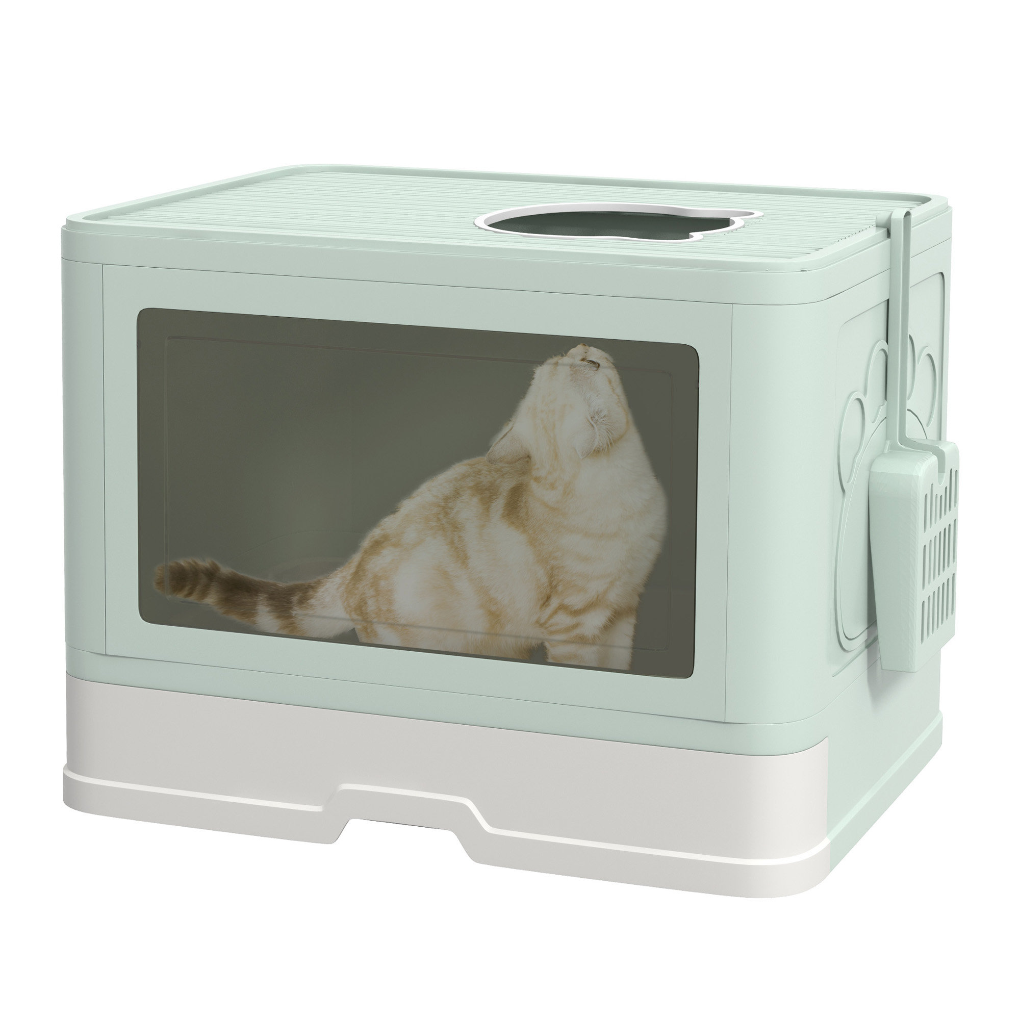 George Oliver Cat Litter Box, Front Entry, Top Exit Cat Litter Tray ...