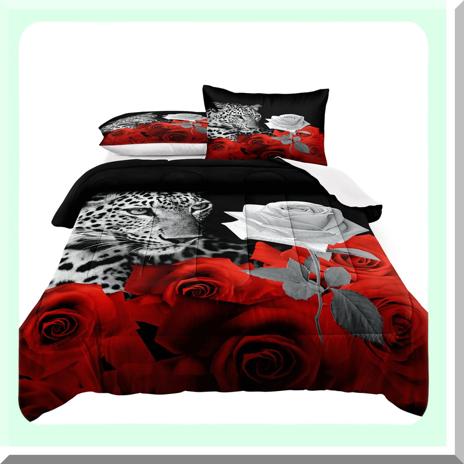 East Urban Home Rose Leopard Queen Comforter Set - 3 Piece Animal Print ...