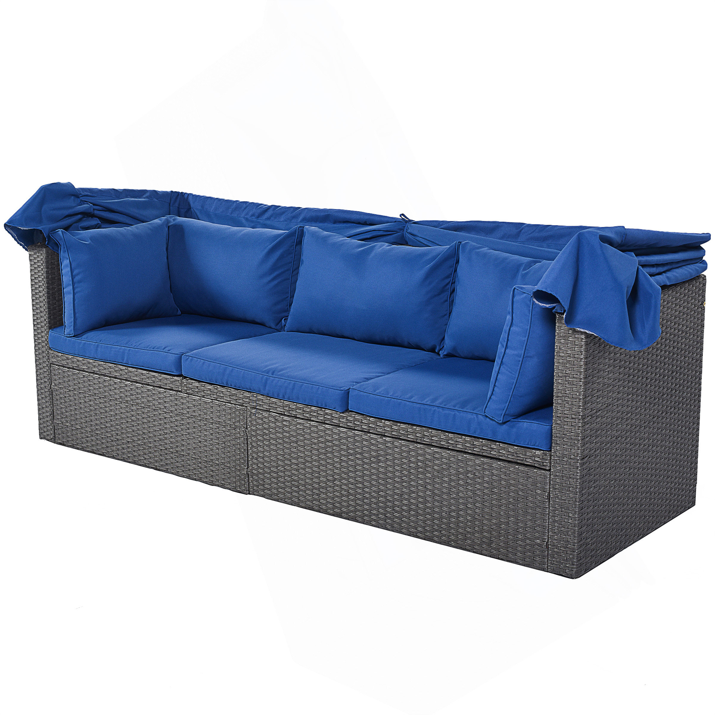 Ebern Designs Outdoor Patio Rectangle Daybed With Retractable Canopy ...