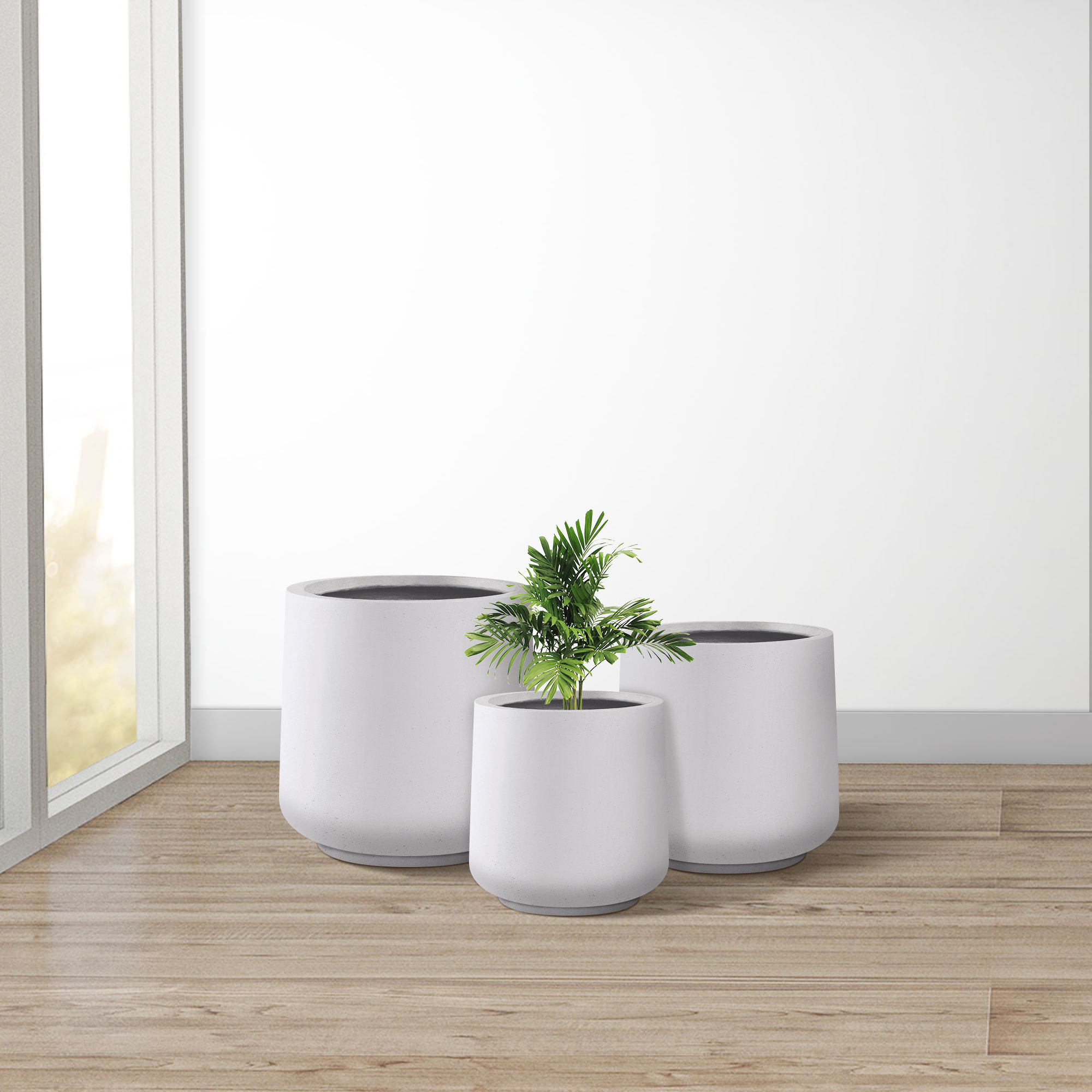 Latitude Run® Kante 3 Piece Round Concrete Planter, Outdoor Indoor ...