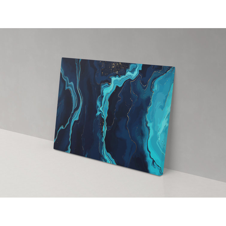 Metro Lane Neon Blue Streak - Wrapped Canvas Painting | Wayfair.co.uk
