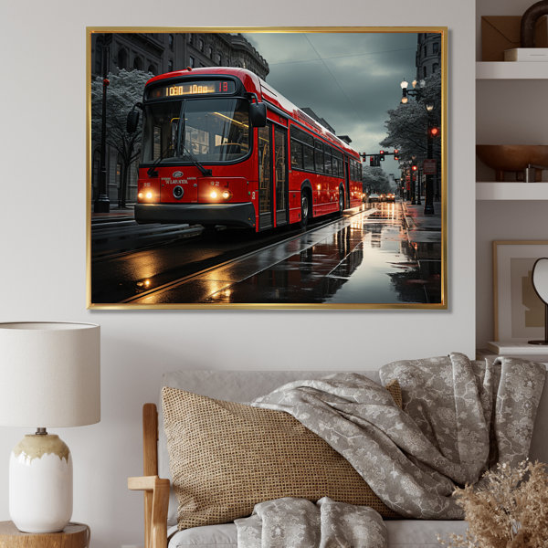 Latitude Run® Red City Bus Rhythm II Framed On Canvas Print | Wayfair
