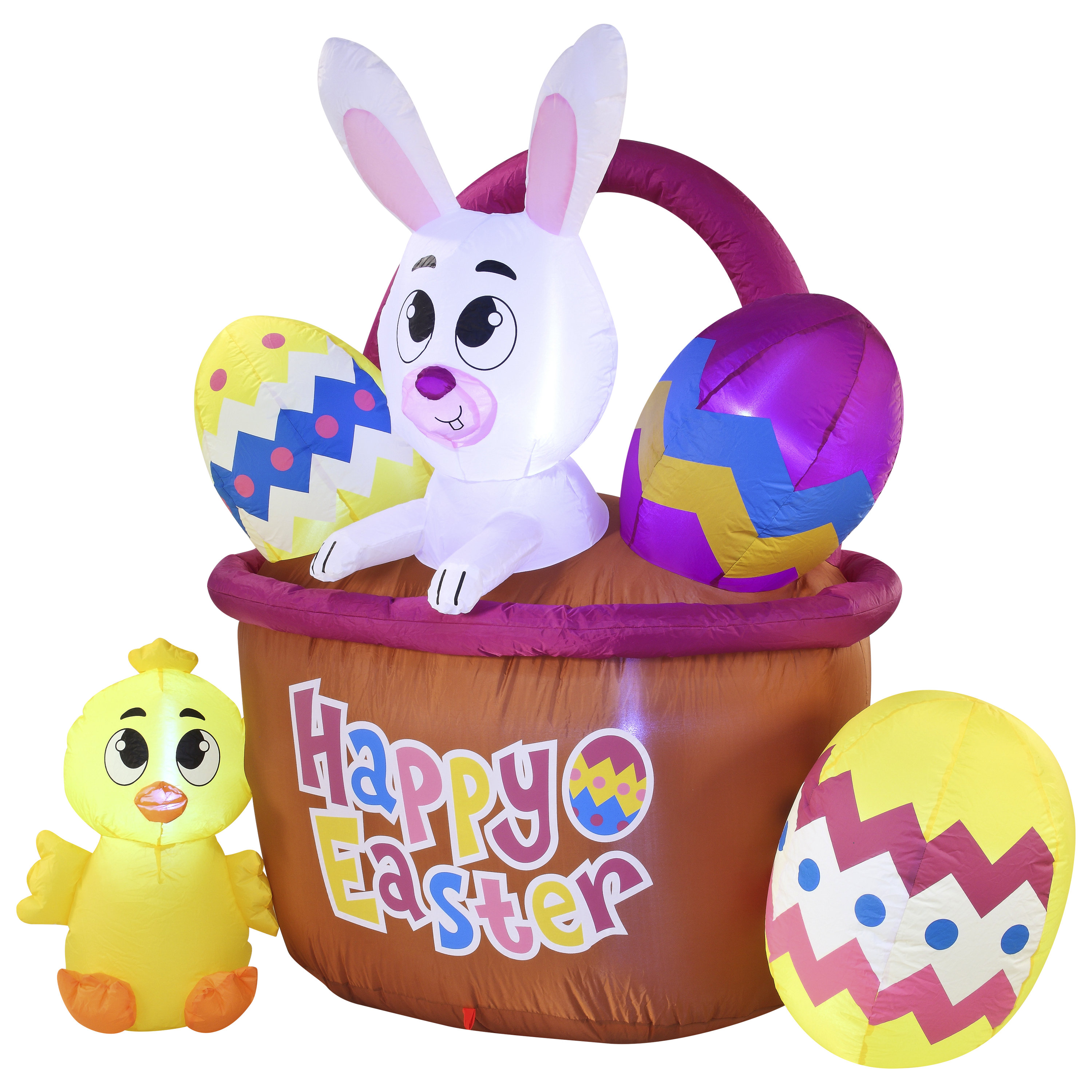The Holiday Aisle® Bunny & Chick Happy Easter Basket Inflatable | Wayfair