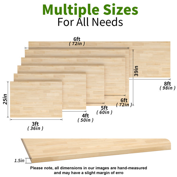 WFX Utility™ Unfinished Birch Solid Wood Butcher Block Countertop for ...