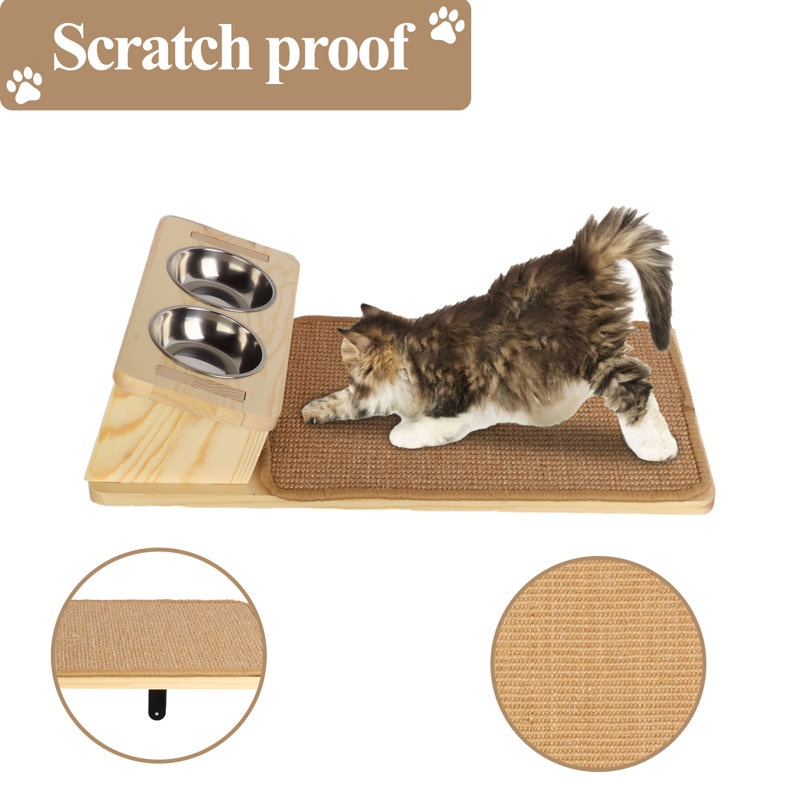 Tucker Murphy Pet™ Wall Mounted Wood Cat Perch with Feeder Bowl | Wayfair