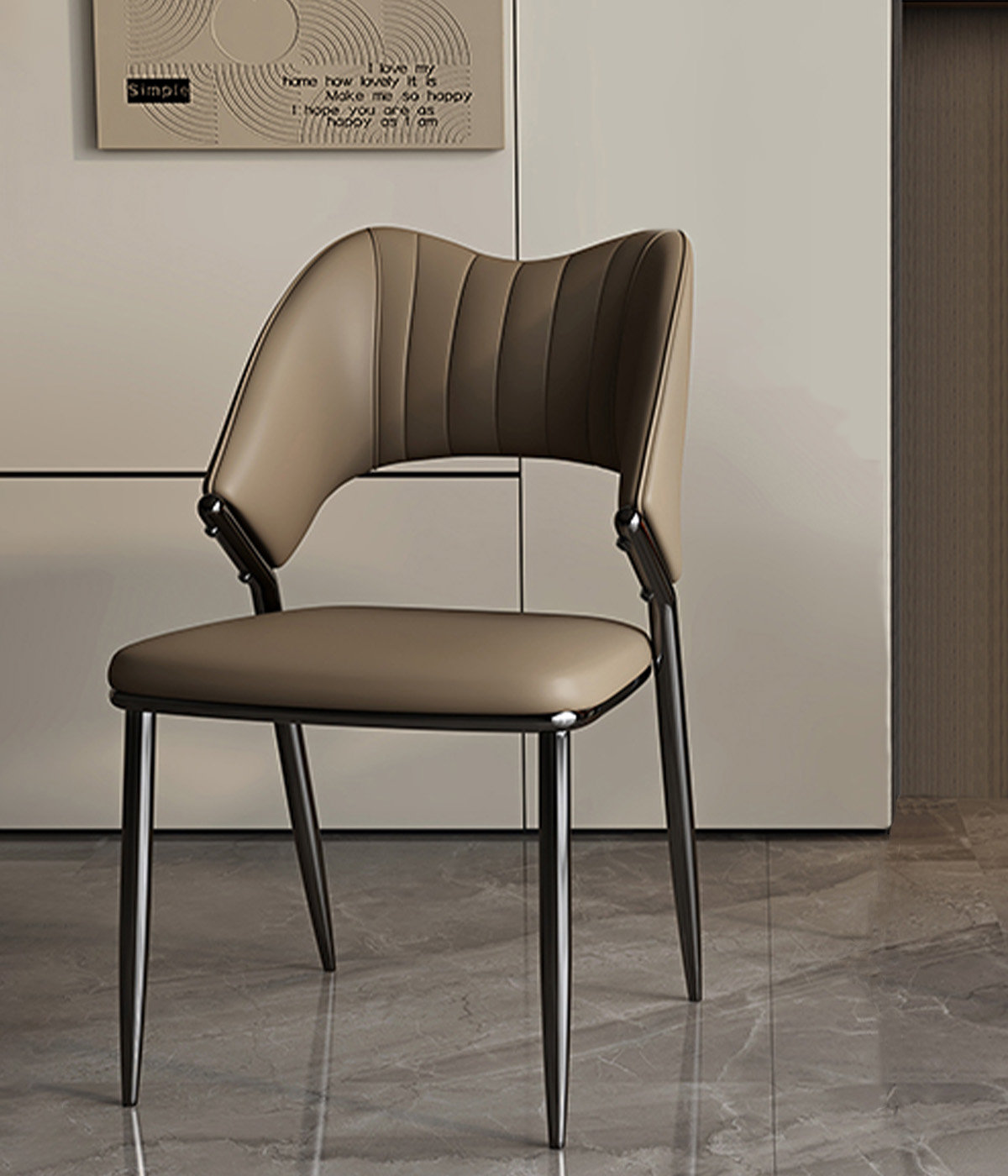 Corrigan Studio® Modern Light Luxury Cat Scratch Leather Backrest Chair ...