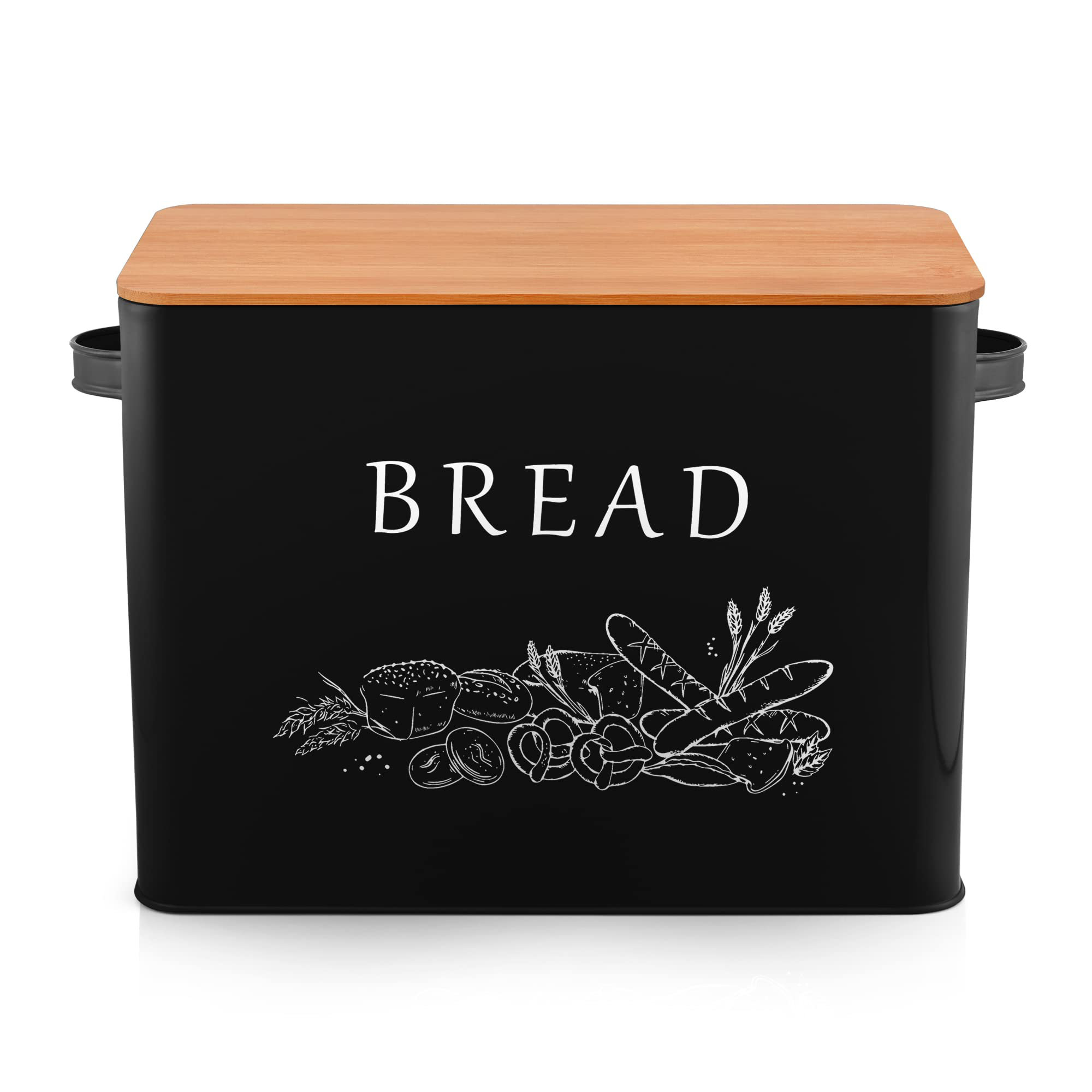 Gracie Oaks Bread Box With Bamboo Lid For Kitchen Countertop, Large ...