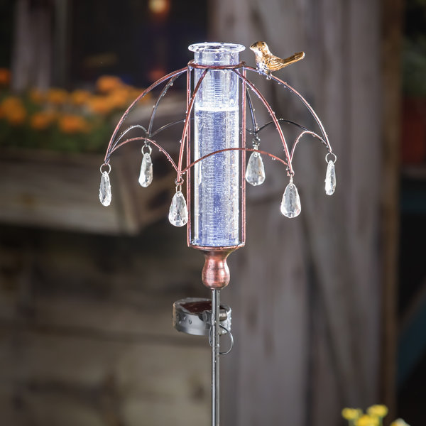 Arlmont & Co. Leella Metal Abstract Rain Gauge - Solar Powered | Wayfair