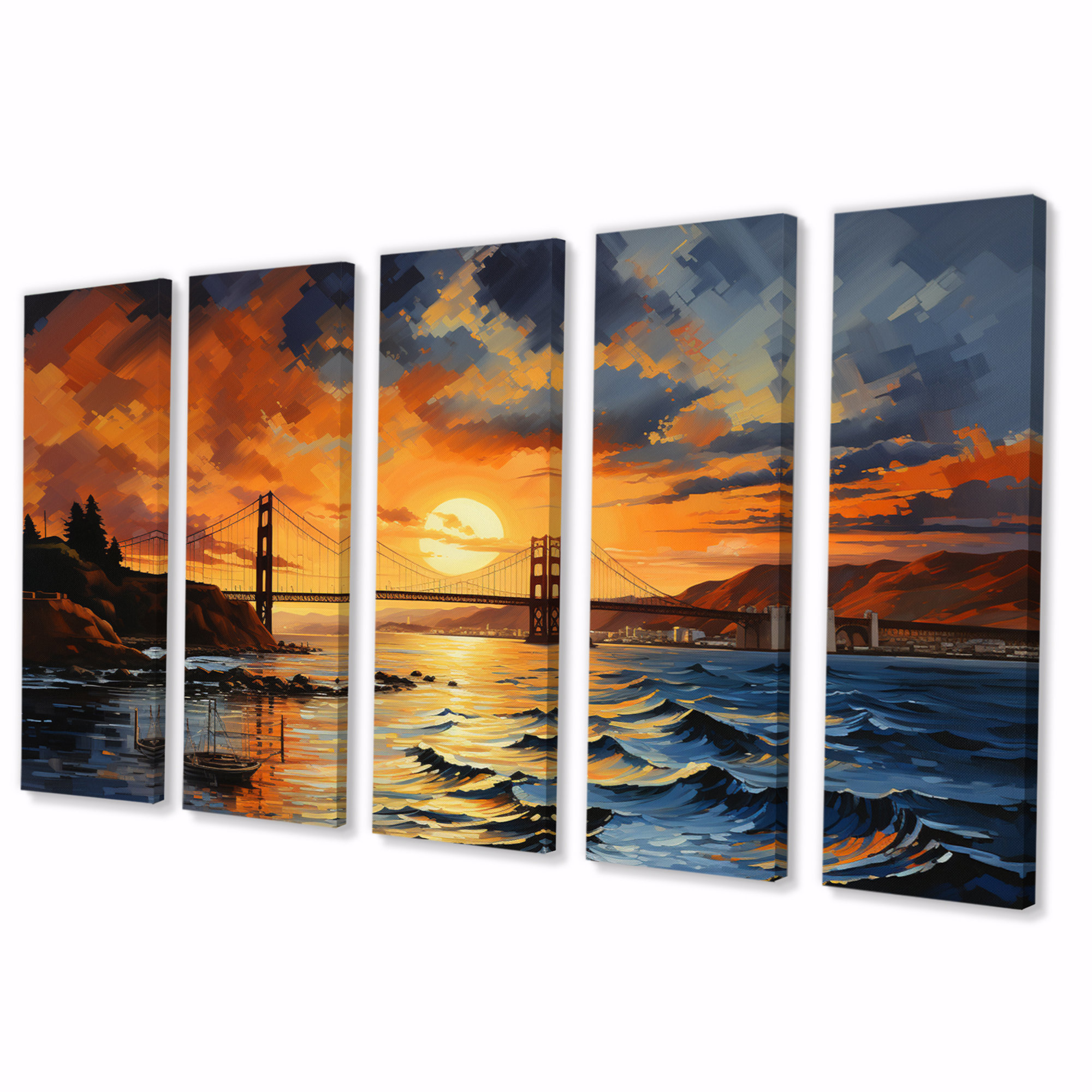 Highland Dunes Orange Bridge Golden Gateway Yellow I - Bridges Wall Art ...