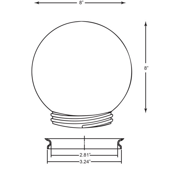 Solus 8" Smooth Acrylic Globe with Screw Neck (2-Pack) - No Fixture ...