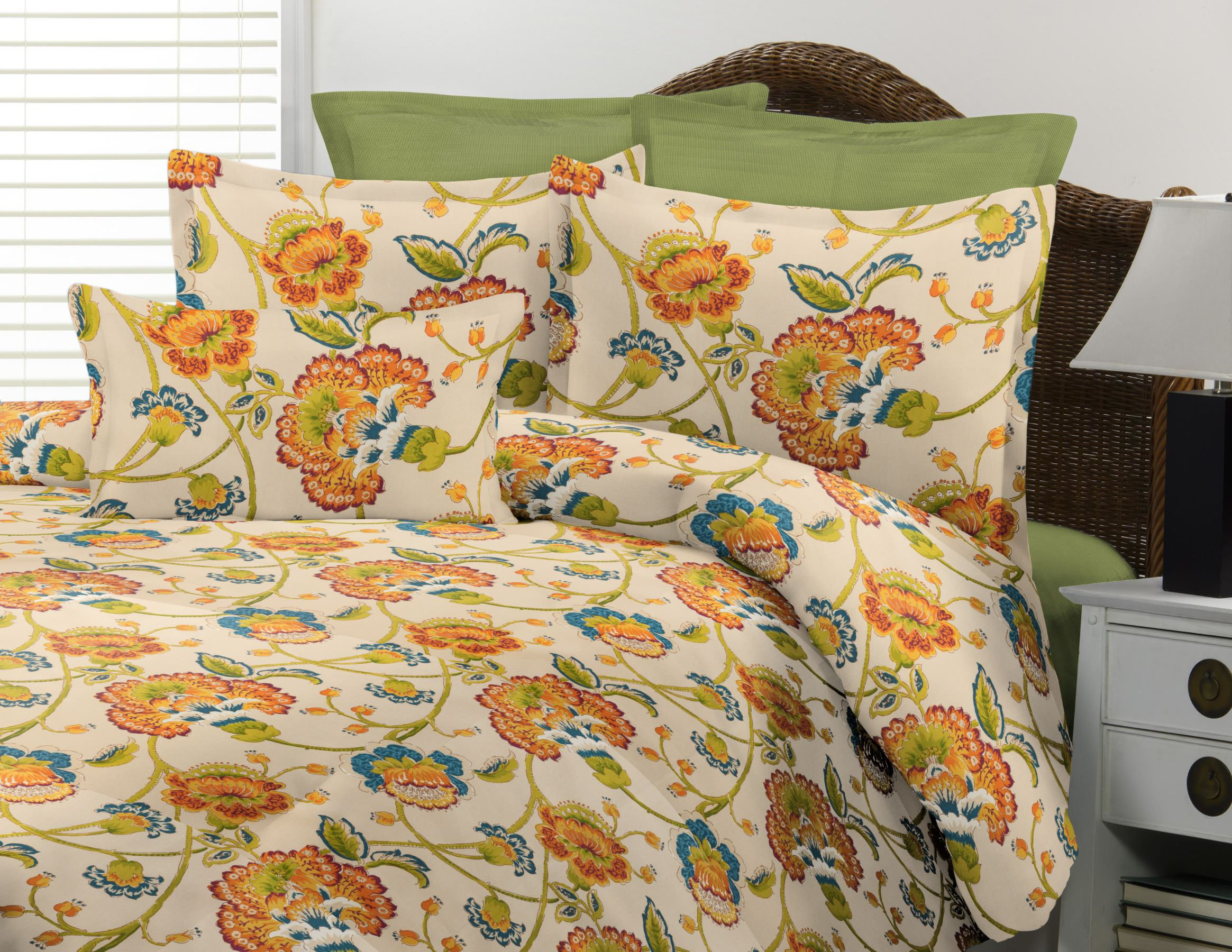 Victor Mill traditional cotton floral comforter set with bedskirt or ...