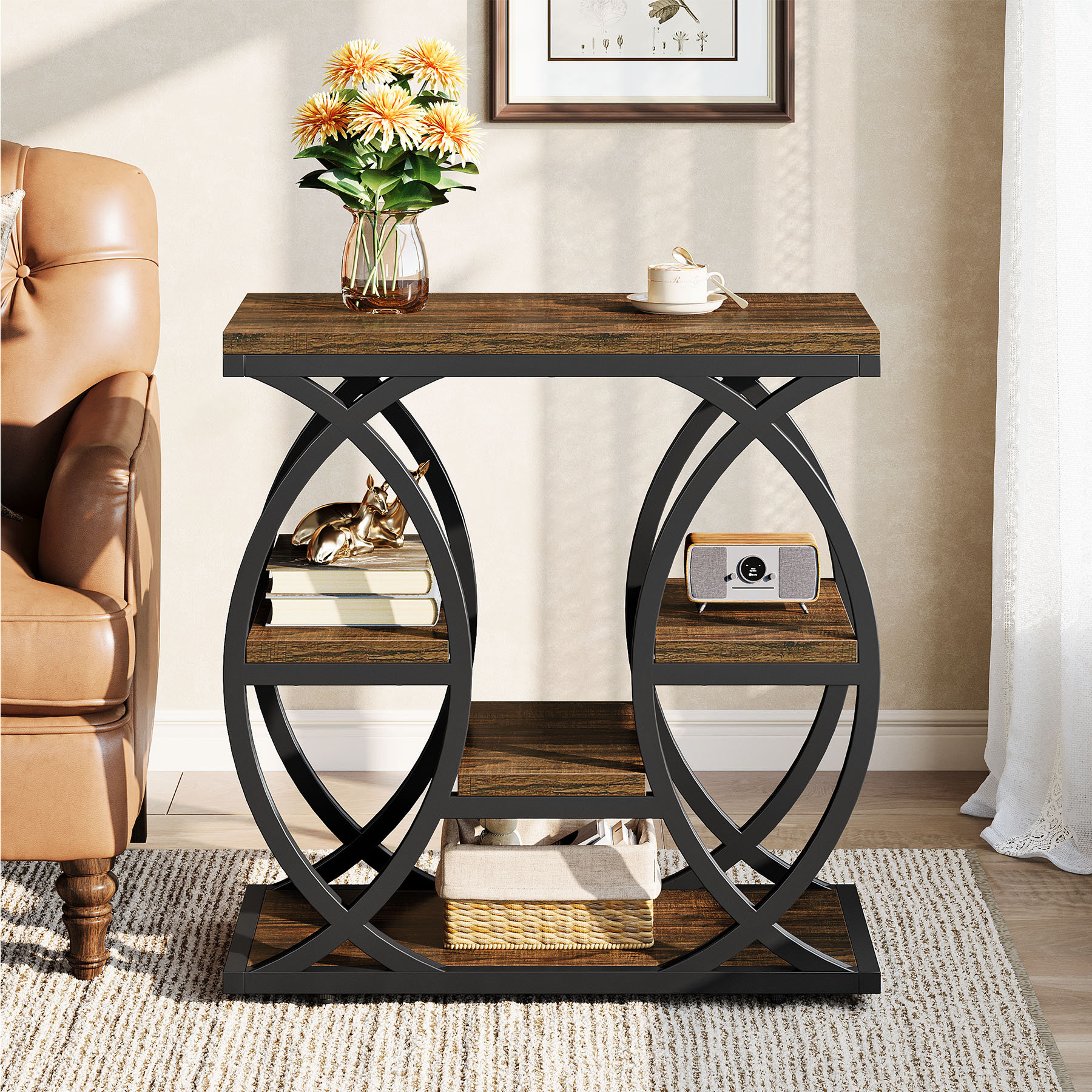 17 Stories 4-Shelf End Table, 23.6-Inch Narrow Metal Side Table With ...