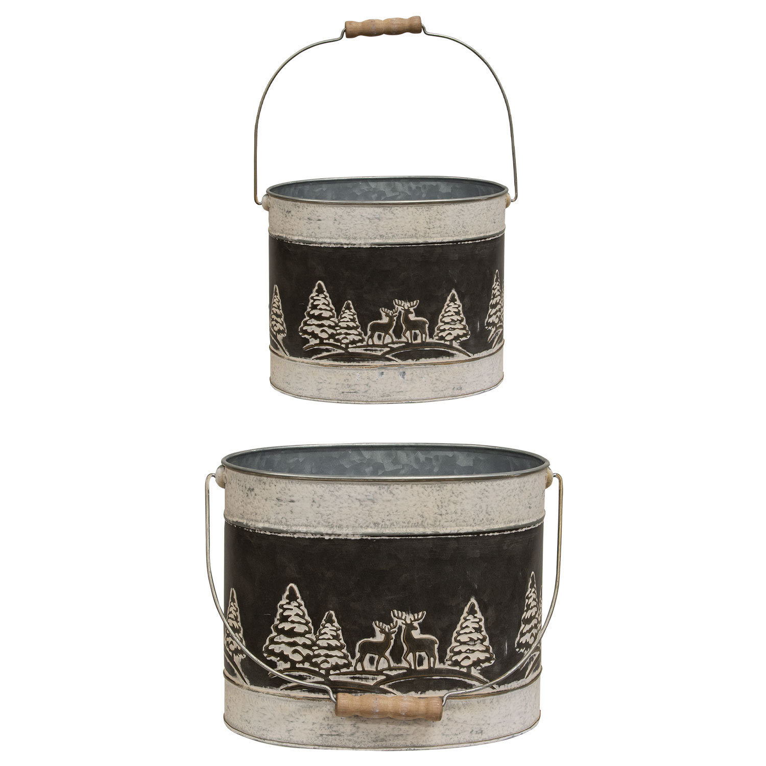 Millwood Pines 2/Set, Embossed Winter Forest Oval Buckets - Wayfair Canada