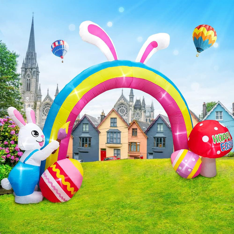 The Holiday Aisle® Easter Arch with Bunny and Eggs Inflatable | Wayfair