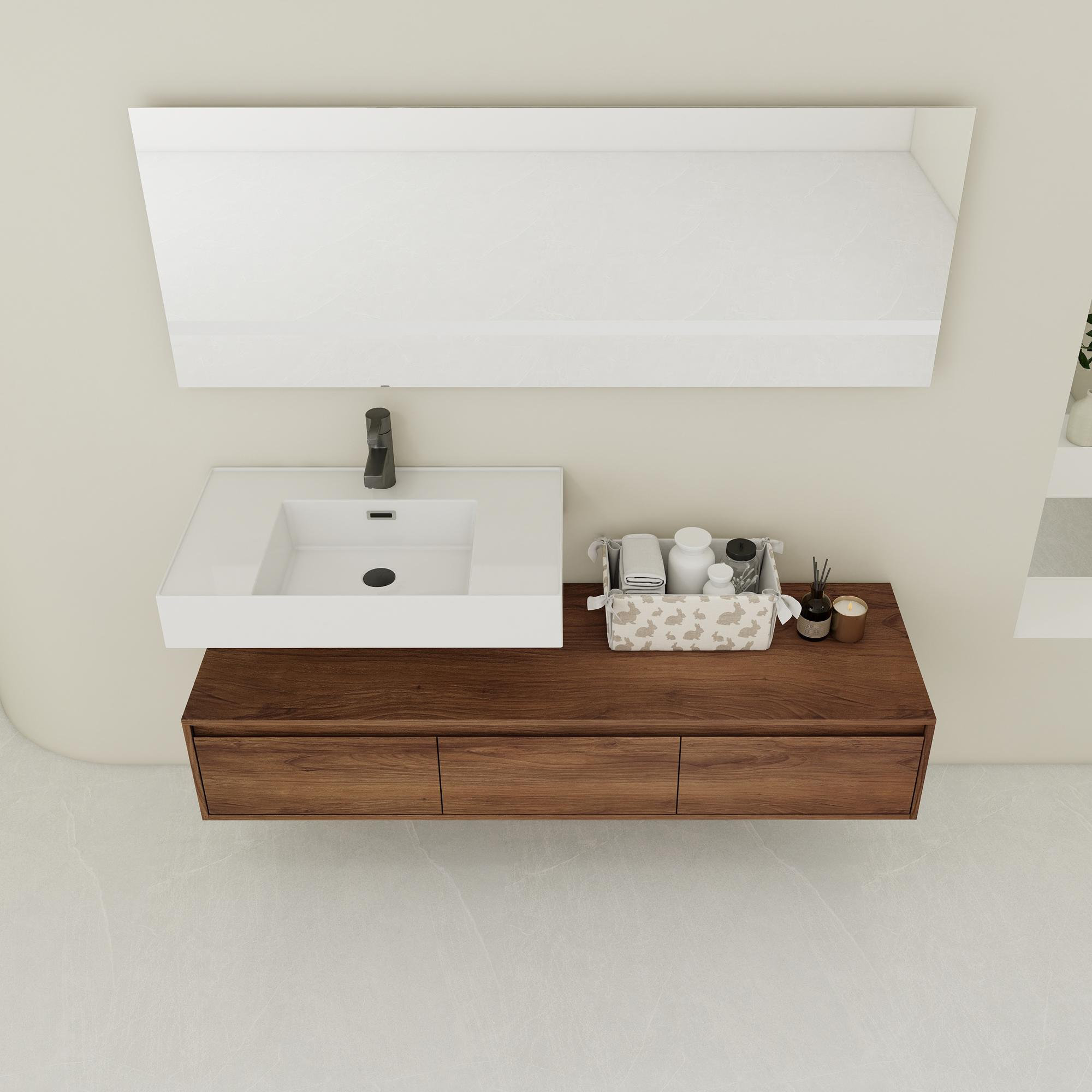 Latitude Run® 60 inch Wall-Mounted Bathroom Vanity with Resin Sink ...