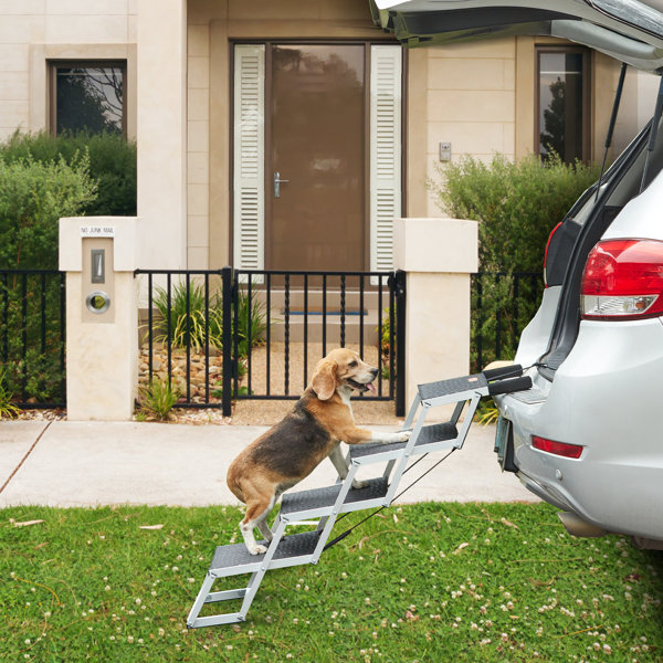 VEVOR Dog Stair for Cars 4-step Folding Dog Steps Aluminum Loads up to ...