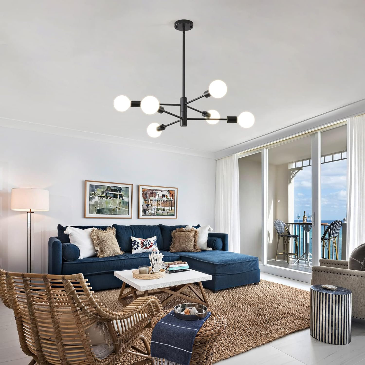 George Oliver Modern Sputnik Chandelier, Industrial 6-Light Ceiling ...