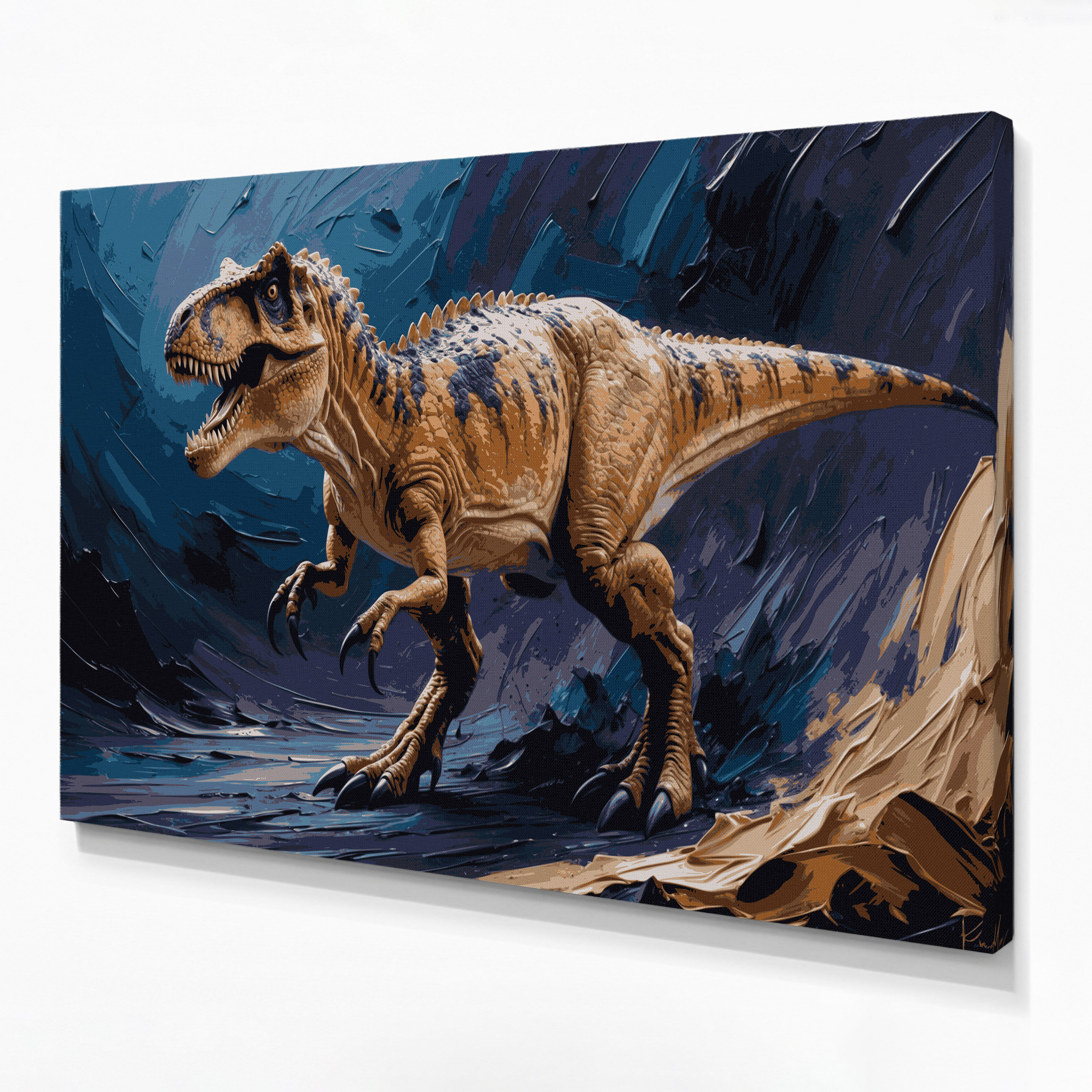 Latitude Run® Dinosaur Utahraptor Purple Canvas Wall Art | Wayfair