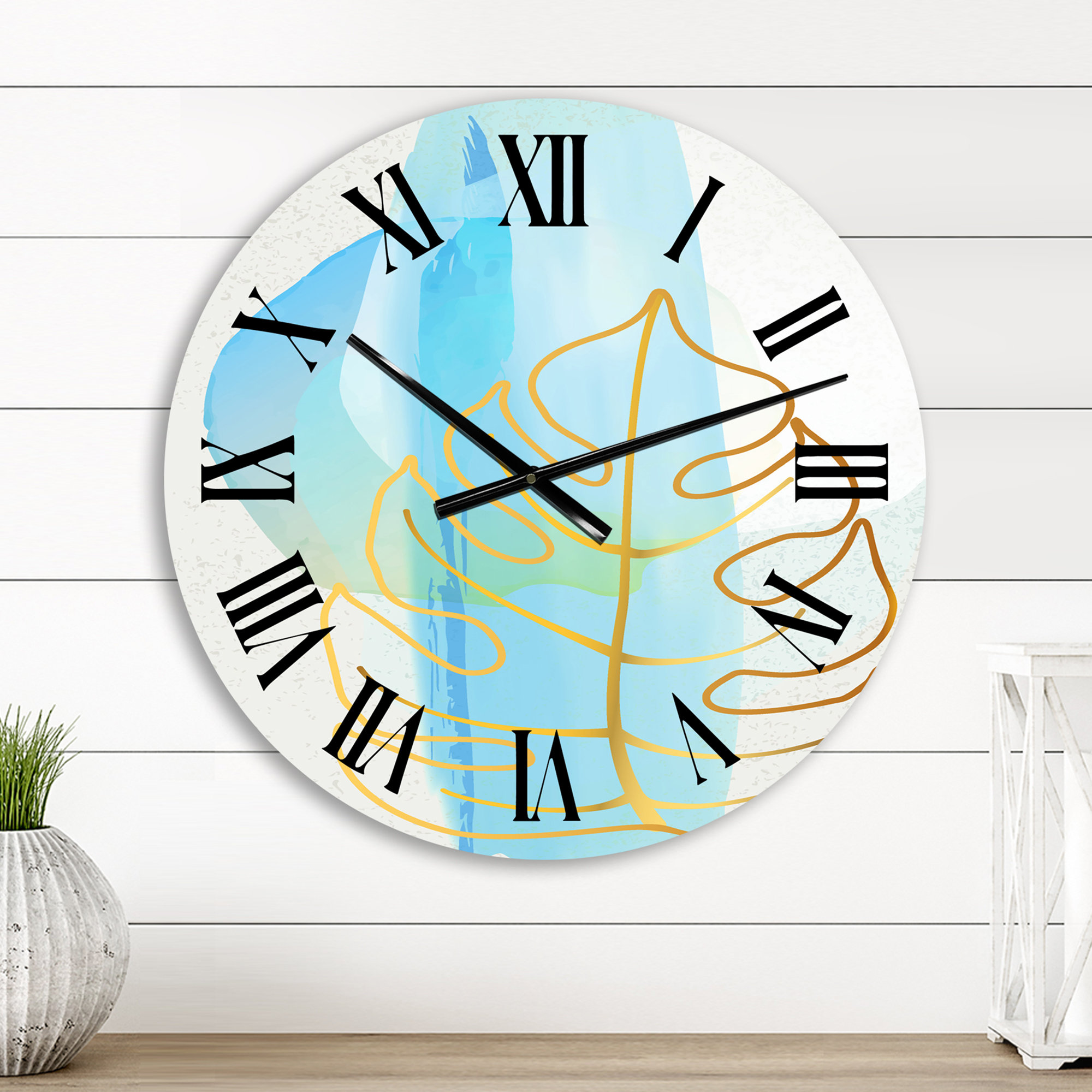 East Urban Home Trendy Abstracts with Vibrant Shapes V Wall Clock | Wayfair