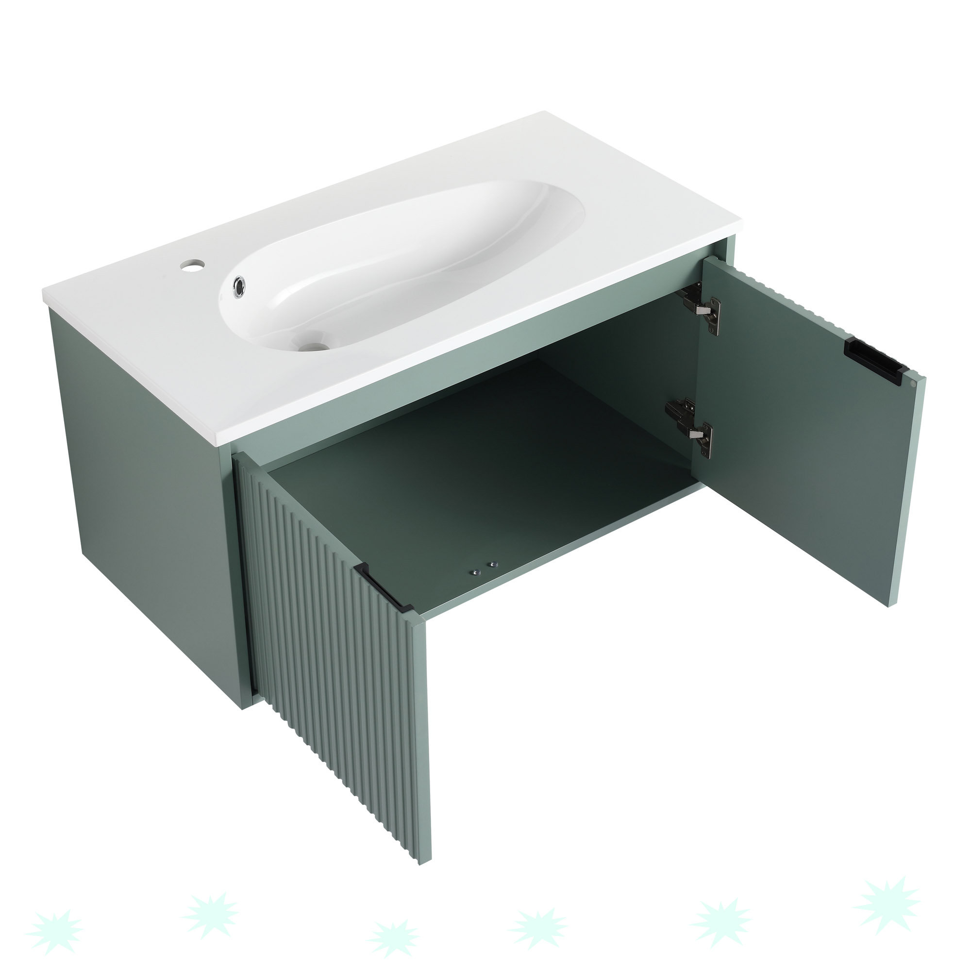 Latitude Run® Floating Bathroom Vanity with Drop-Shaped Resin Sink ...