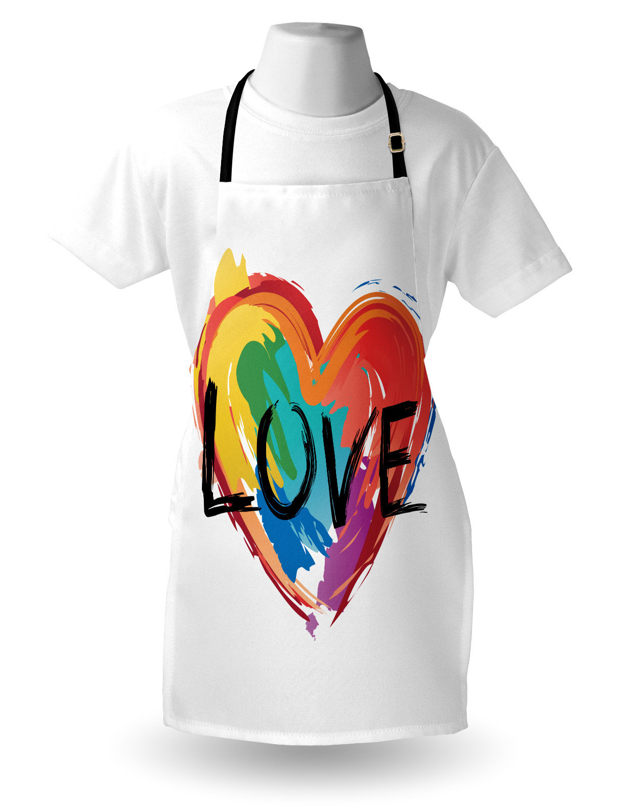 Hokku Designs Rainbow Apron Unisex Brush Painted Heart LGBT Adult Size ...